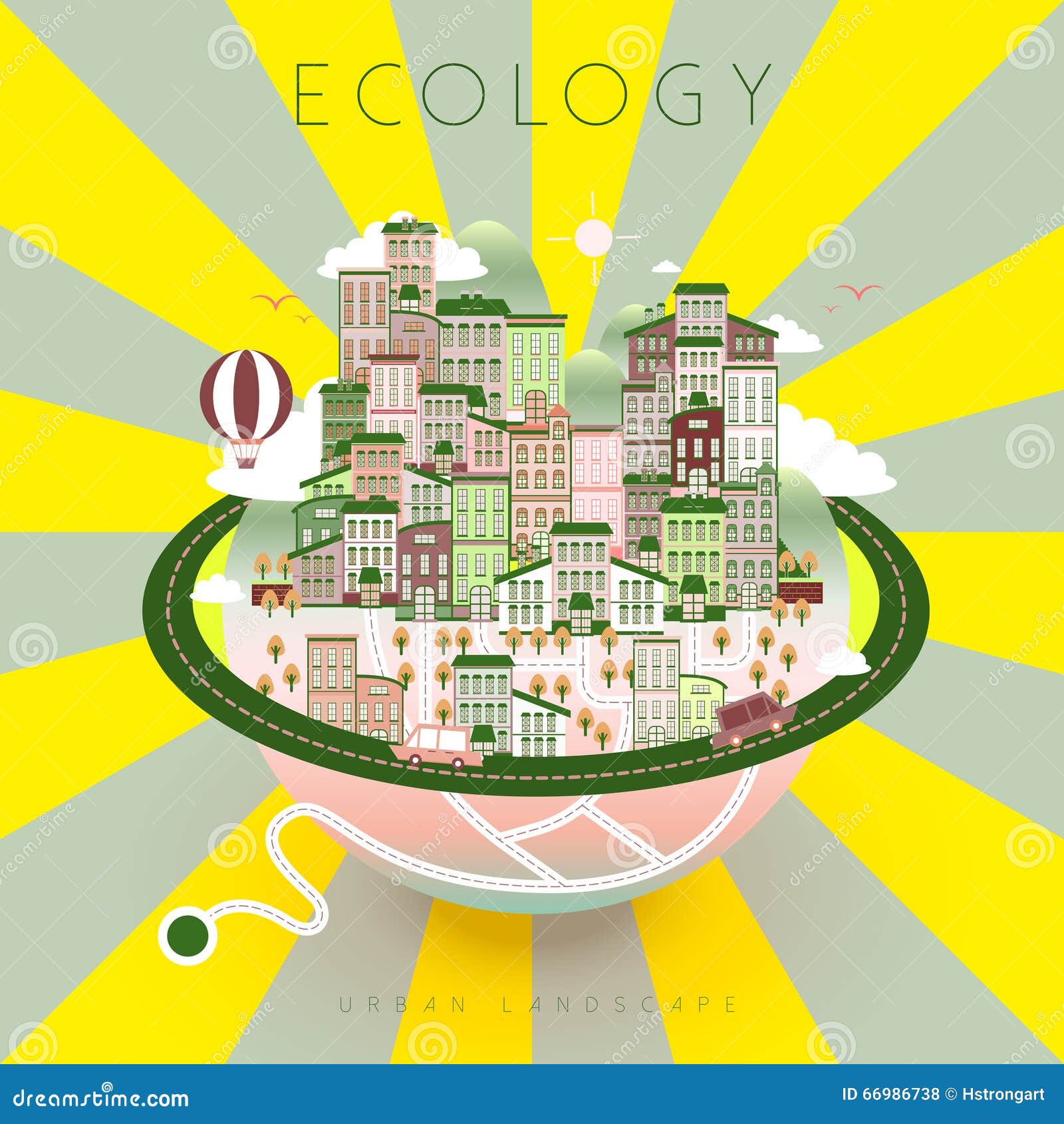 Ecology urban life scenery stock vector. Illustration of environment ...
