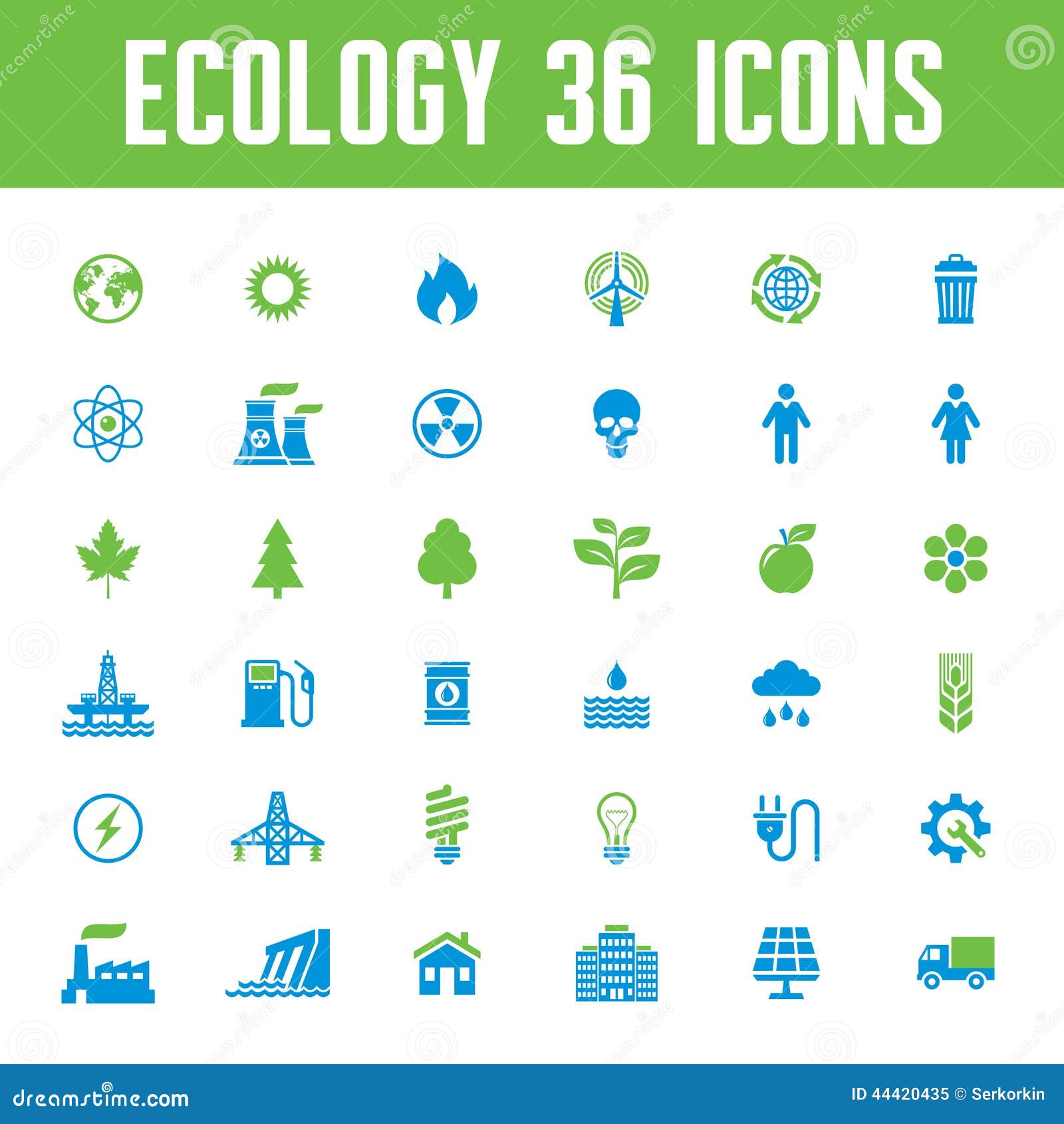 Ecology Vector Icons Set - Creative Illustration on Energy Theme Stock ...