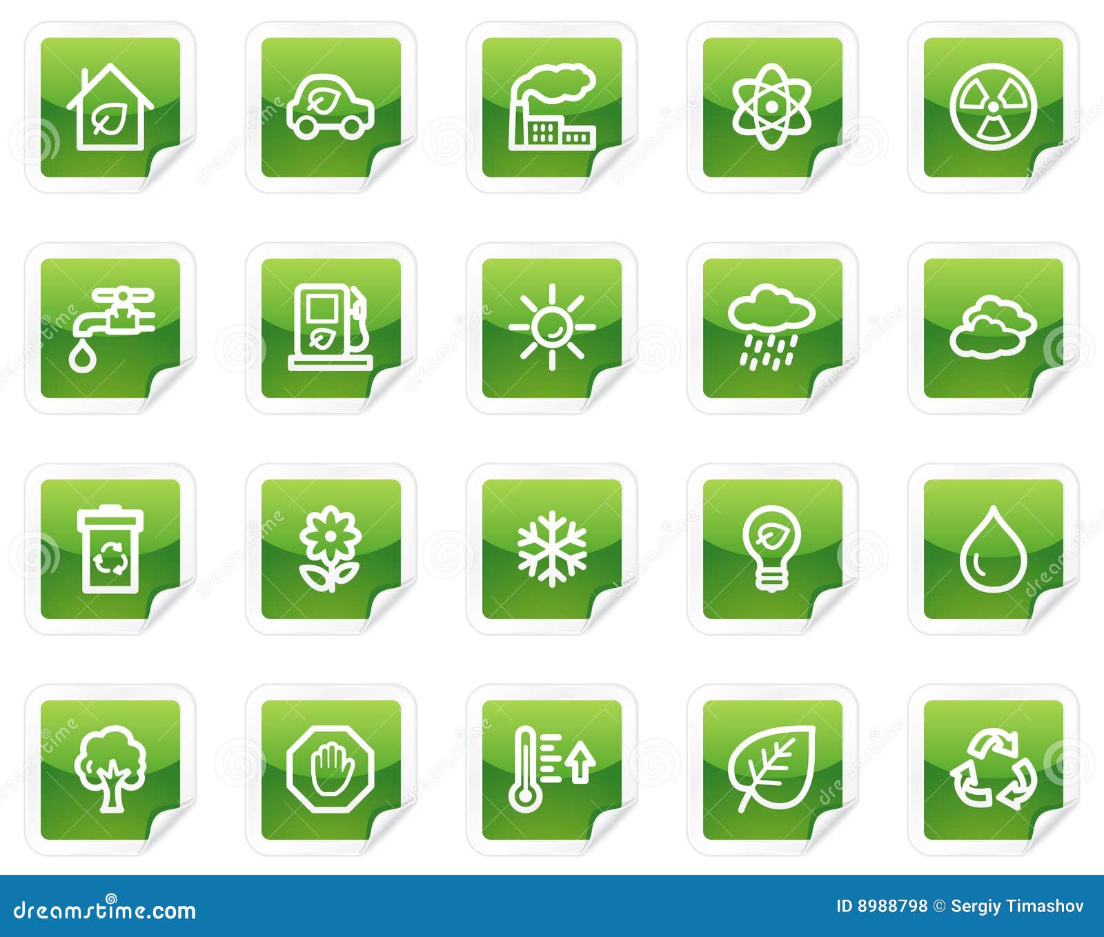 Ecology Web Icons, Green Sticker Series Stock Vector - Illustration of ...