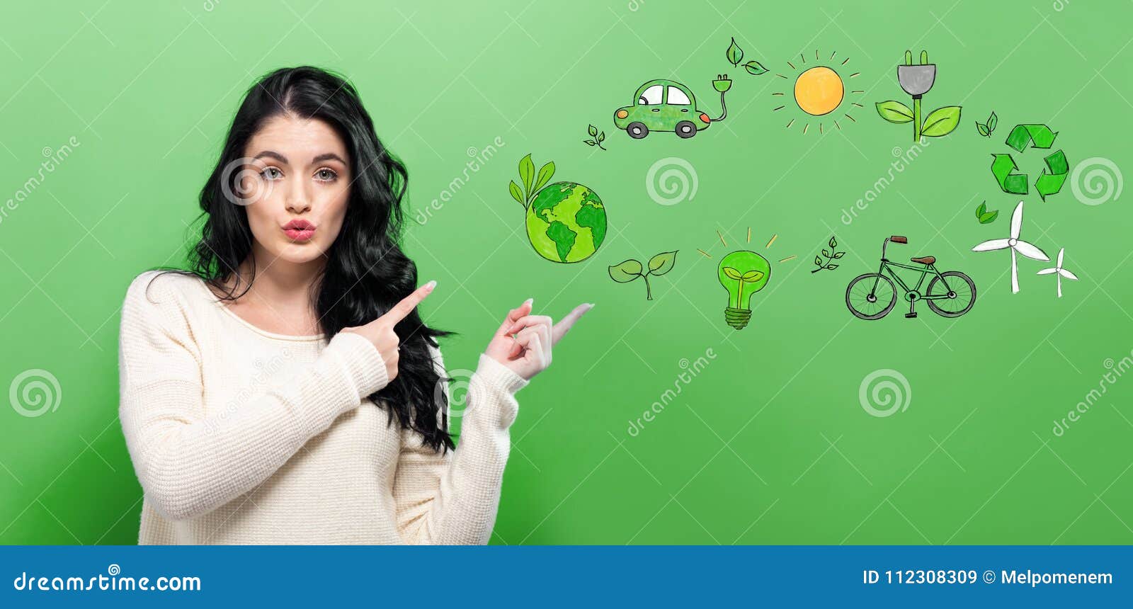 Ecology with young woman stock image. Image of green - 112308309