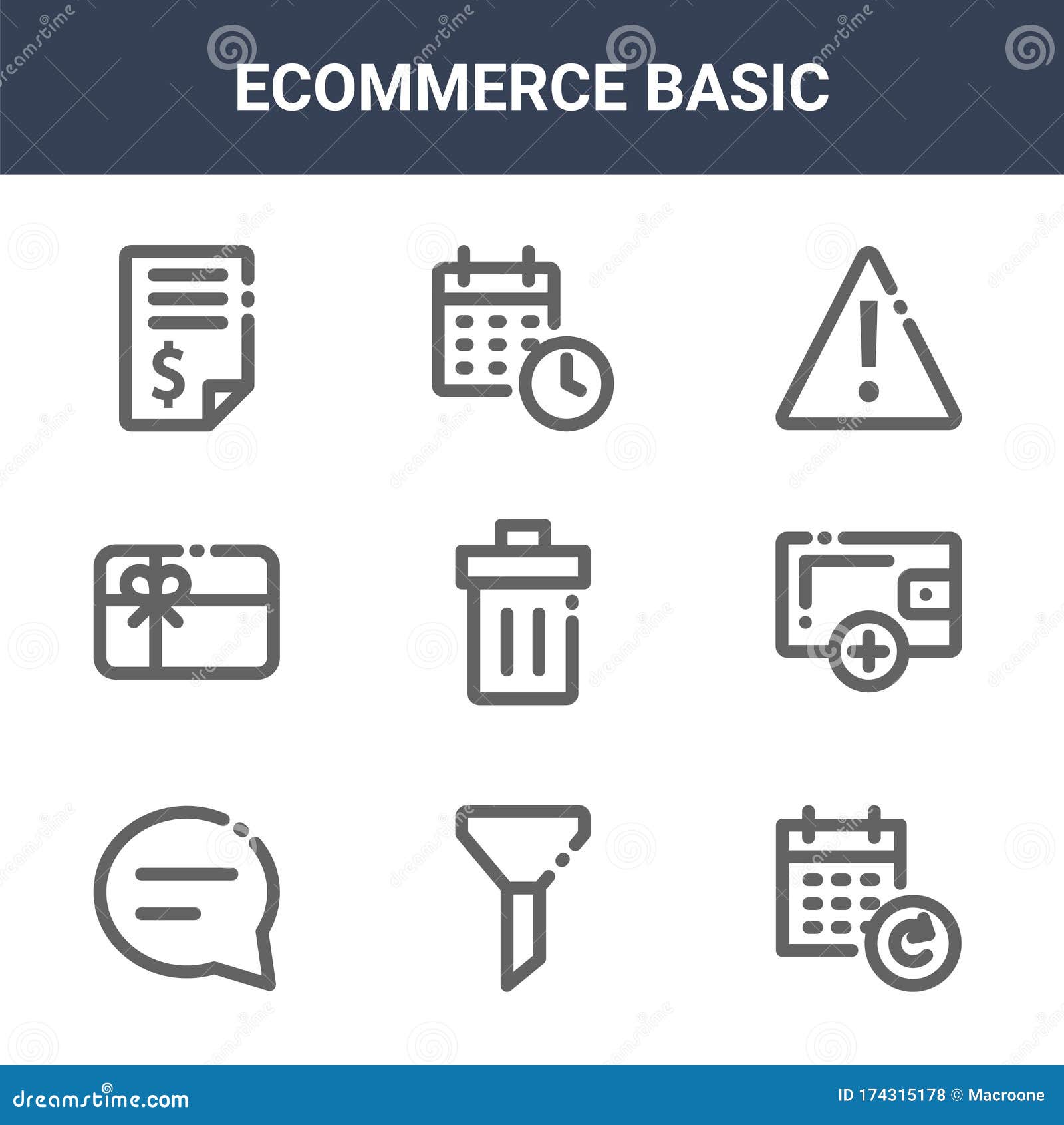 9 Ecommerce Basic Icons Pack. Trendy Ecommerce Basic Icons on White Background Stock Vector ...