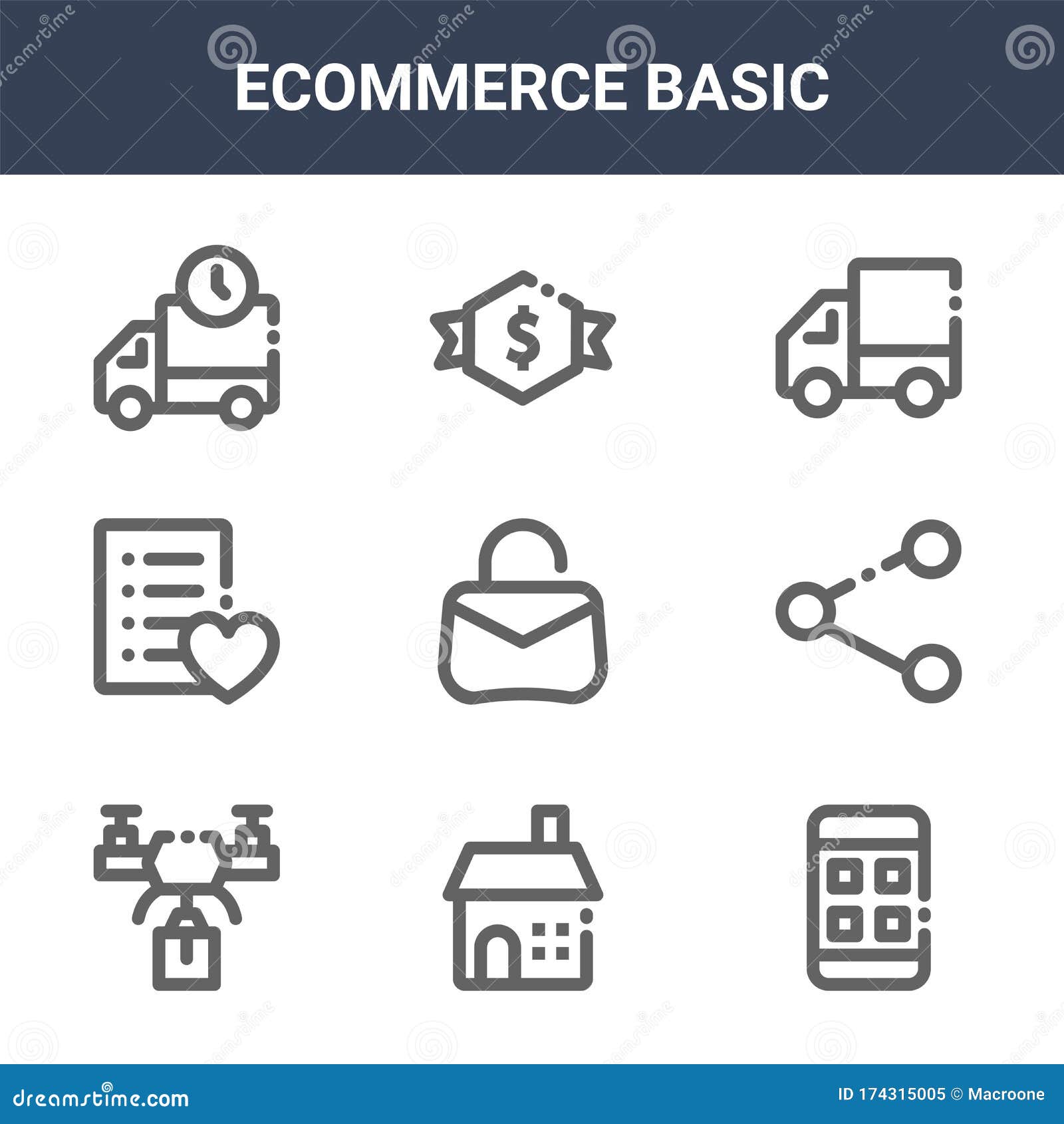 9 Ecommerce Basic Icons Pack. Trendy Ecommerce Basic Icons on White Background Stock Vector ...