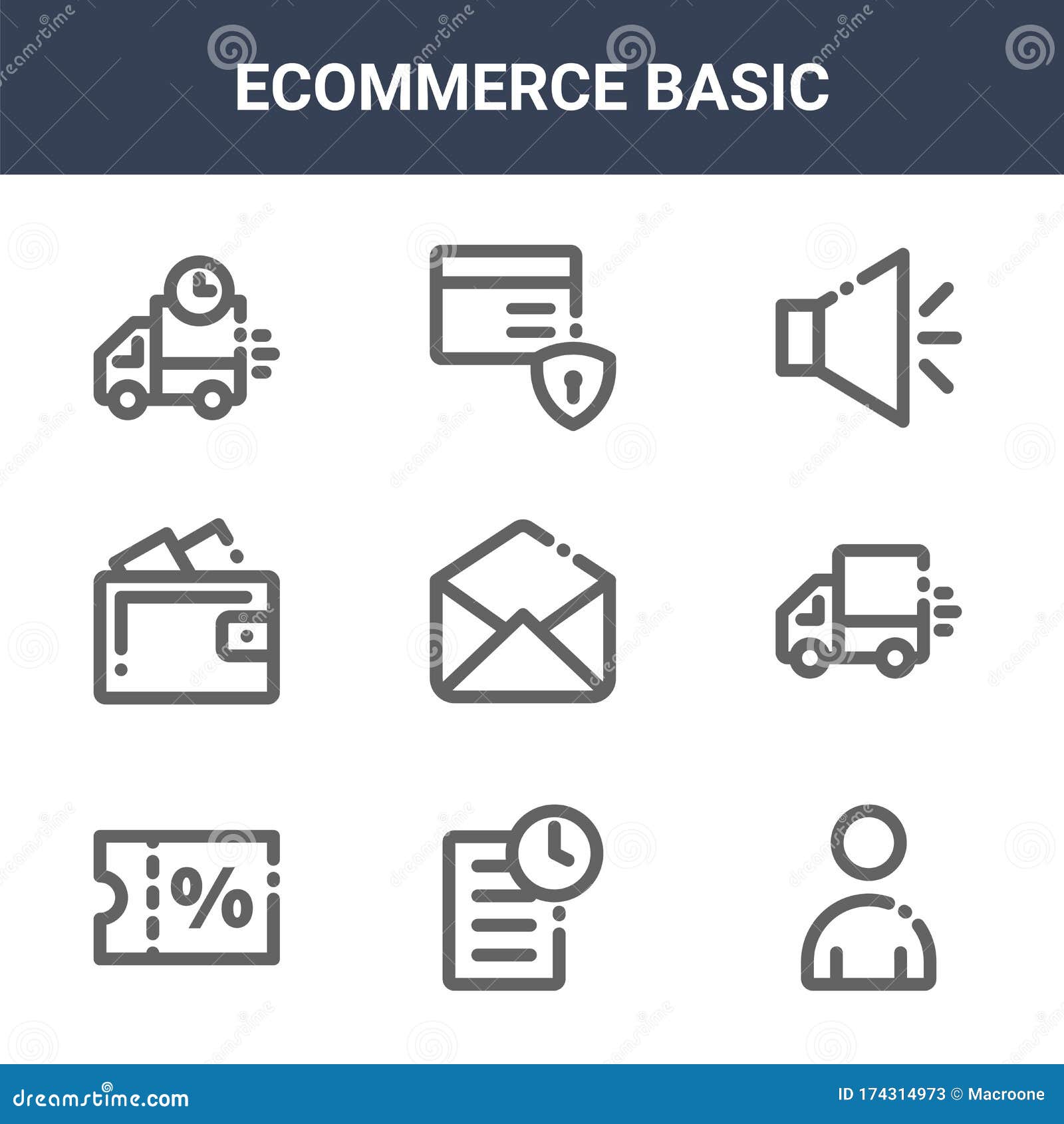 9 Ecommerce Basic Icons Pack. Trendy Ecommerce Basic Icons on White Background Stock Vector ...