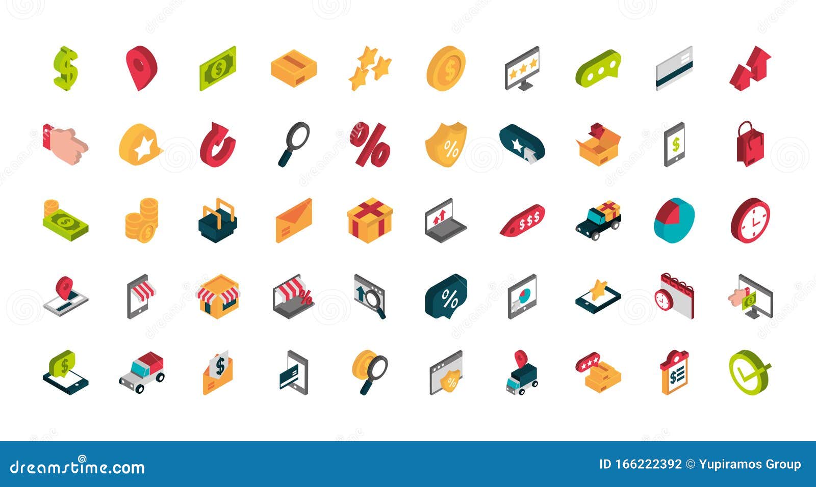 Ecommerce Business Internet Icons Set Isometric Stock Vector - Illustration of retail, clock ...