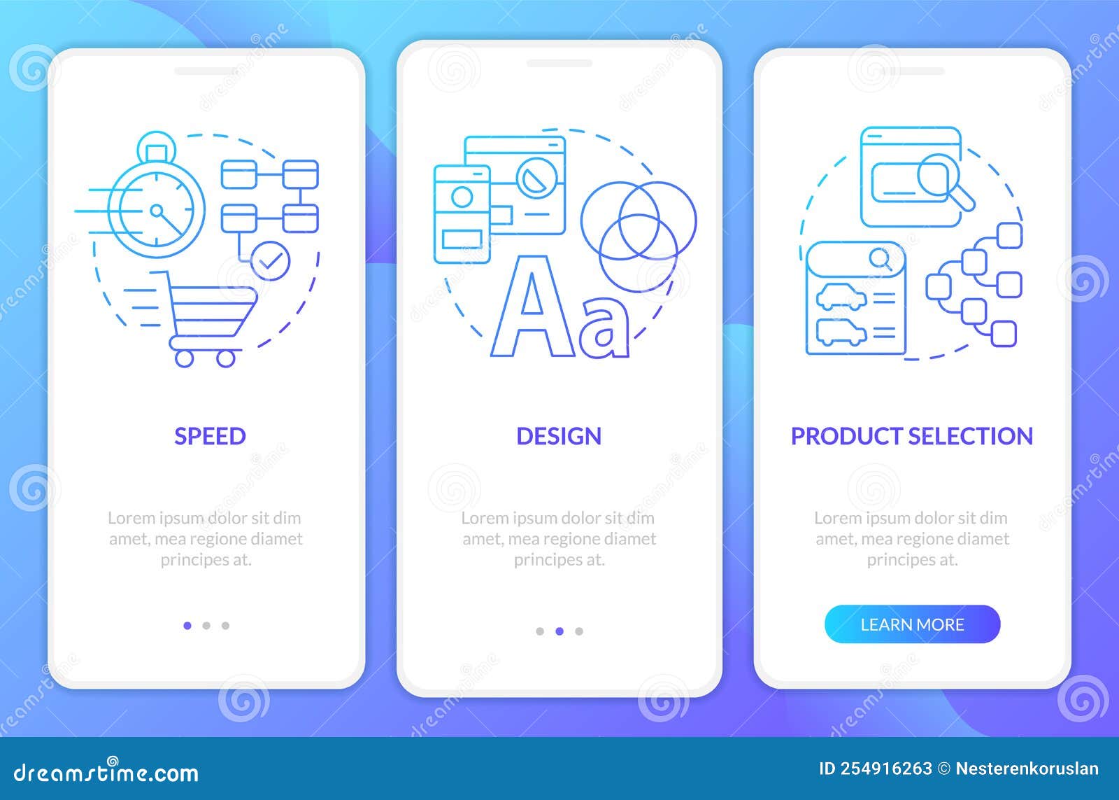 Ecommerce Customer Requirements Blue Gradient Onboarding Mobile App ...