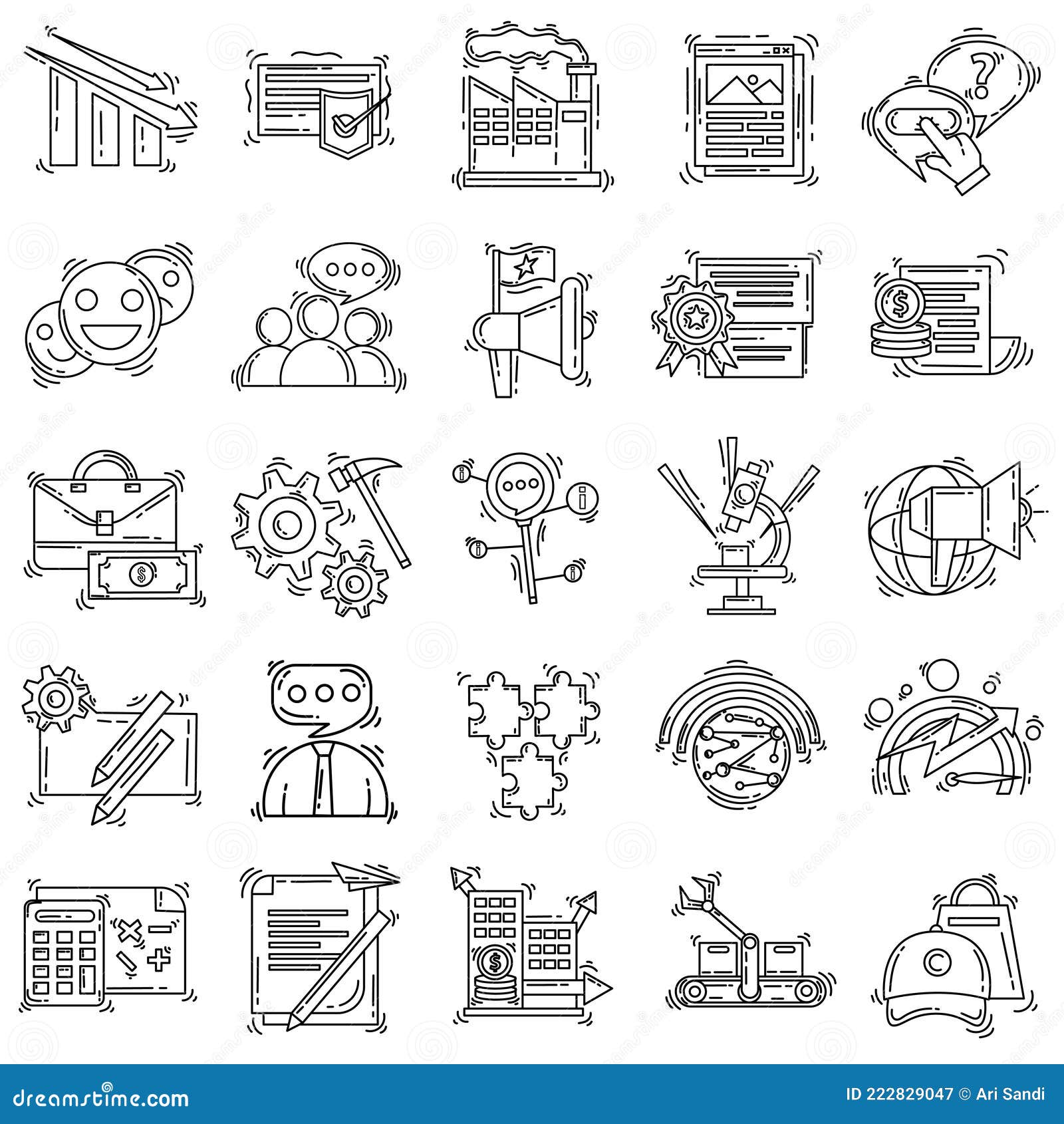 Ecommerce Icon Set . Hand Drawn Icon Set, Outline Black, Doodle Icon, Vector Icon Stock Vector ...