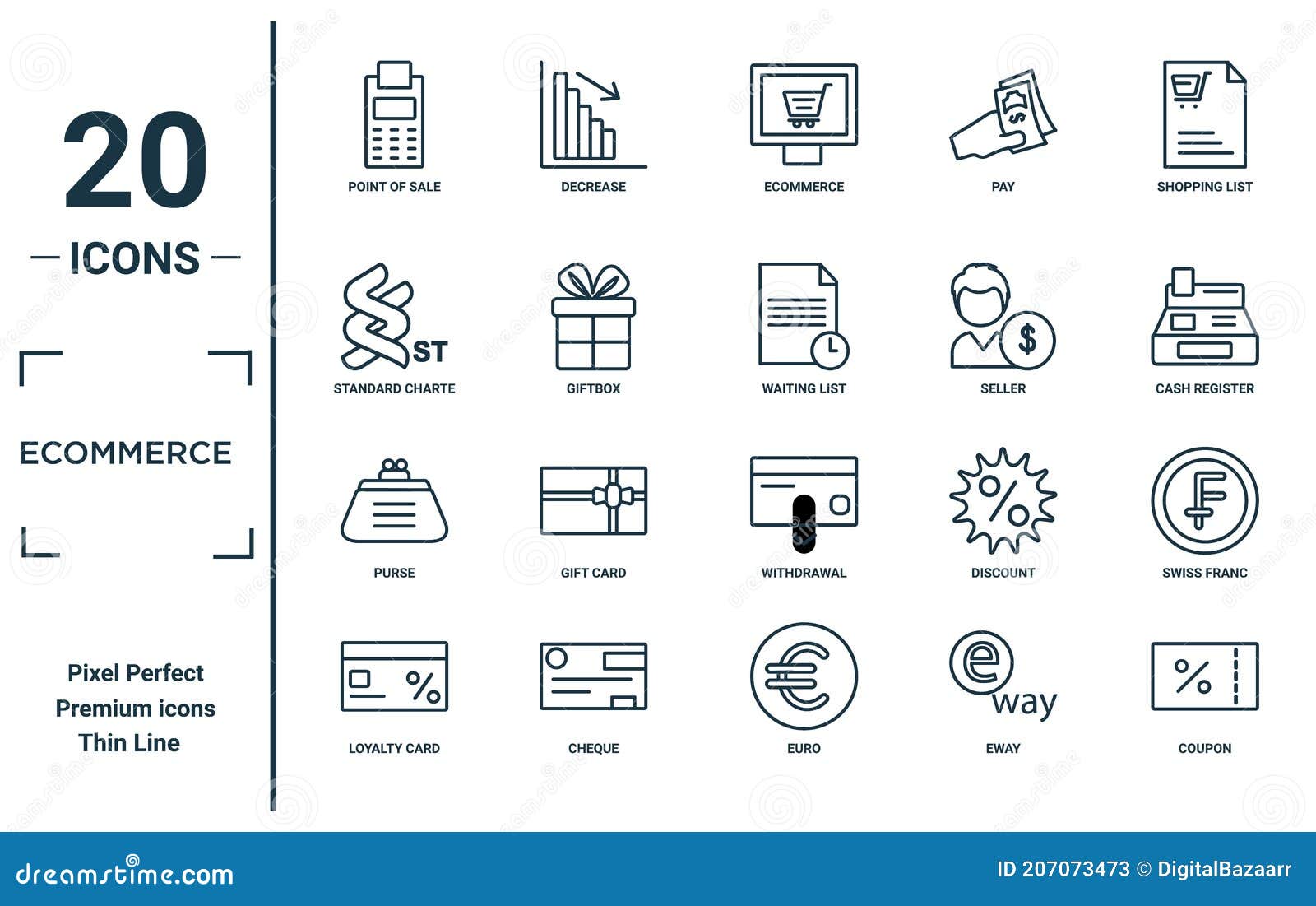 Ecommerce Linear Icon Set. Includes Thin Line Point of Sale, Standard ... Ecommerce Linear Icon Set. Includes Thin Line Point of Sale, Standard ...
