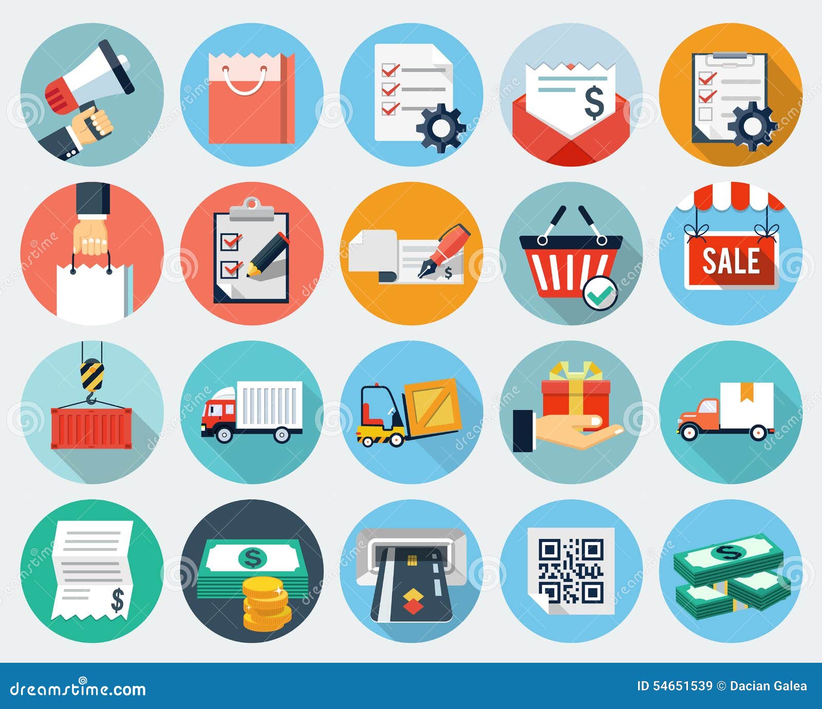 Logistics Flat Gray Icons Set Of 16 Vector Illustration | CartoonDealer ...