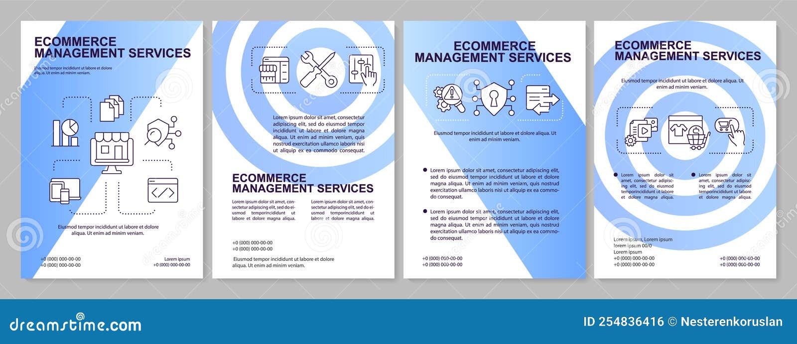 Ecommerce Management Services Blue Brochure Template Stock Vector ...