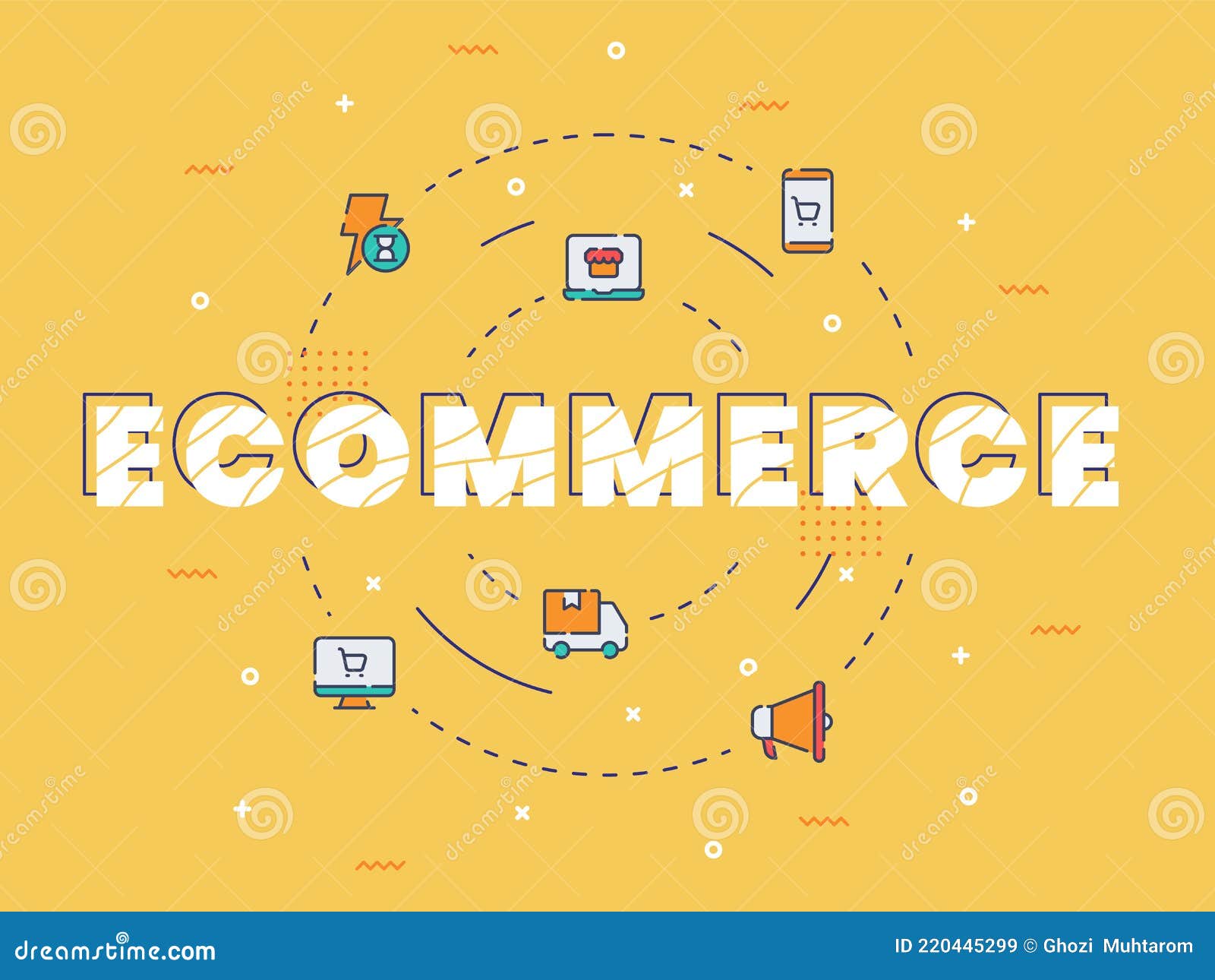 Ecommerce Typography Calligraphy Lettering Art Word with Color Dashed ...