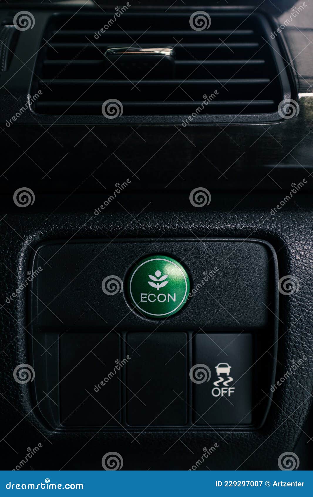 Econ Button on Dashboard of Modern Car Stock Image - Image of field ...
