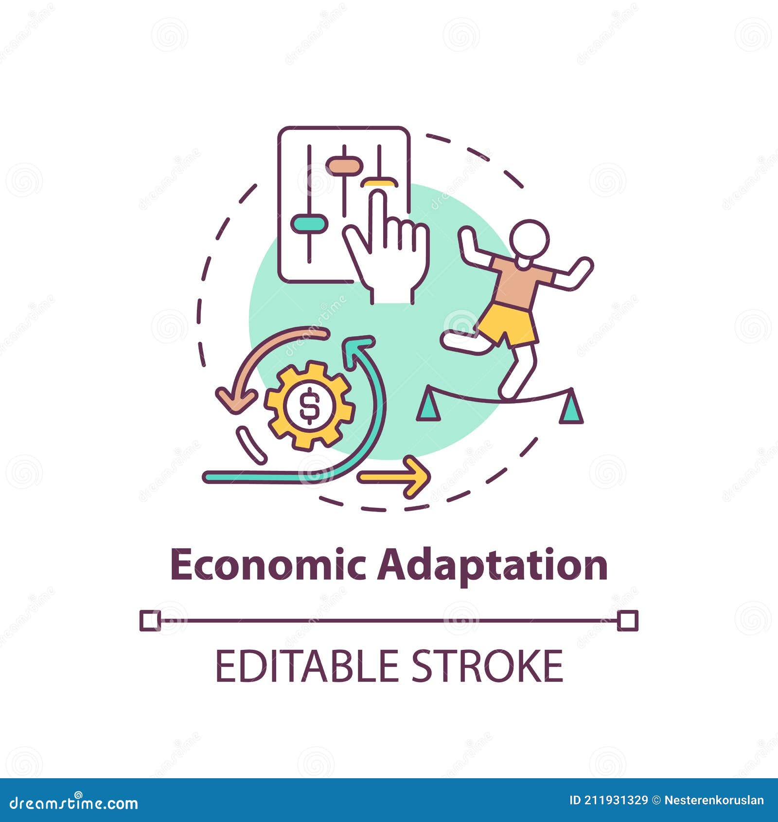 Finance Adaptation Icons Set, Cartoon Style Vector Illustration ...