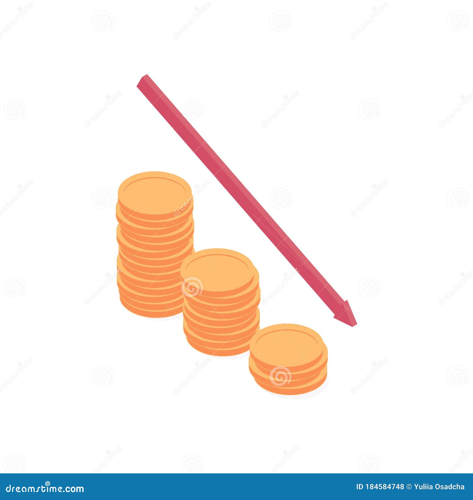 Decline Arrow Icon In Comic Style. Decrease Cartoon Vector Illustration ...