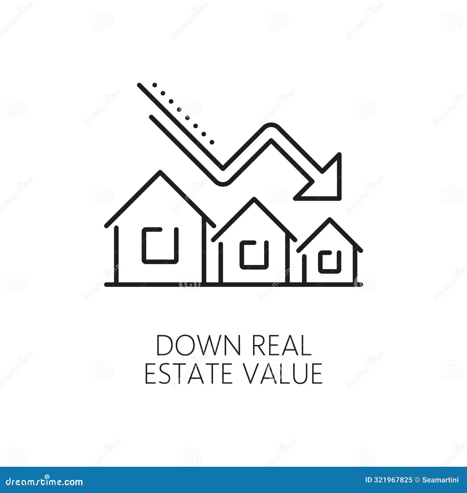 Economic Crisis Line Icon, Real Estate Value Down Stock Vector ...