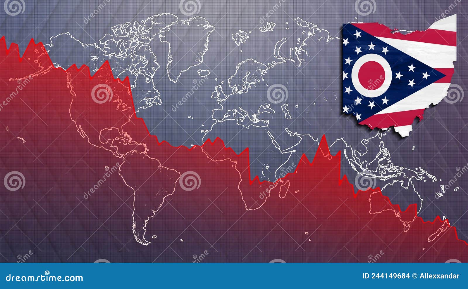 Economic Crisis Ohio Map and Flag Stock Illustration - Illustration of ...