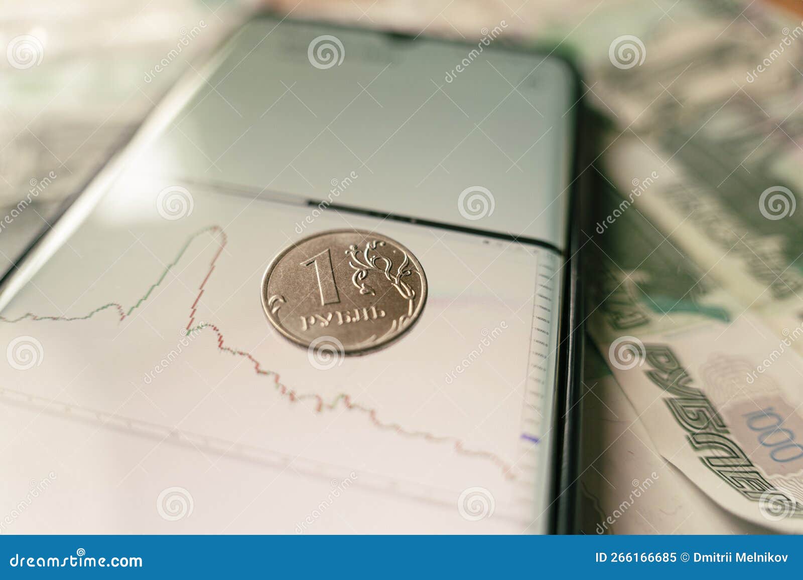 Economic Crisis. Ruble Devaluation. Russian Currency Stock Image ...