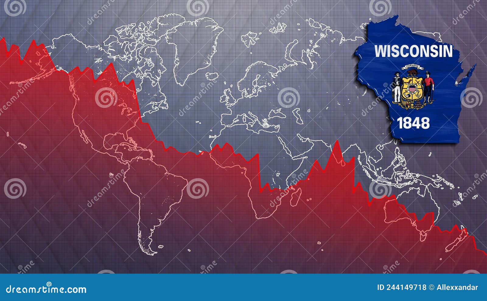 Economic Crisis Wisconsin Map and Flag Stock Illustration ...