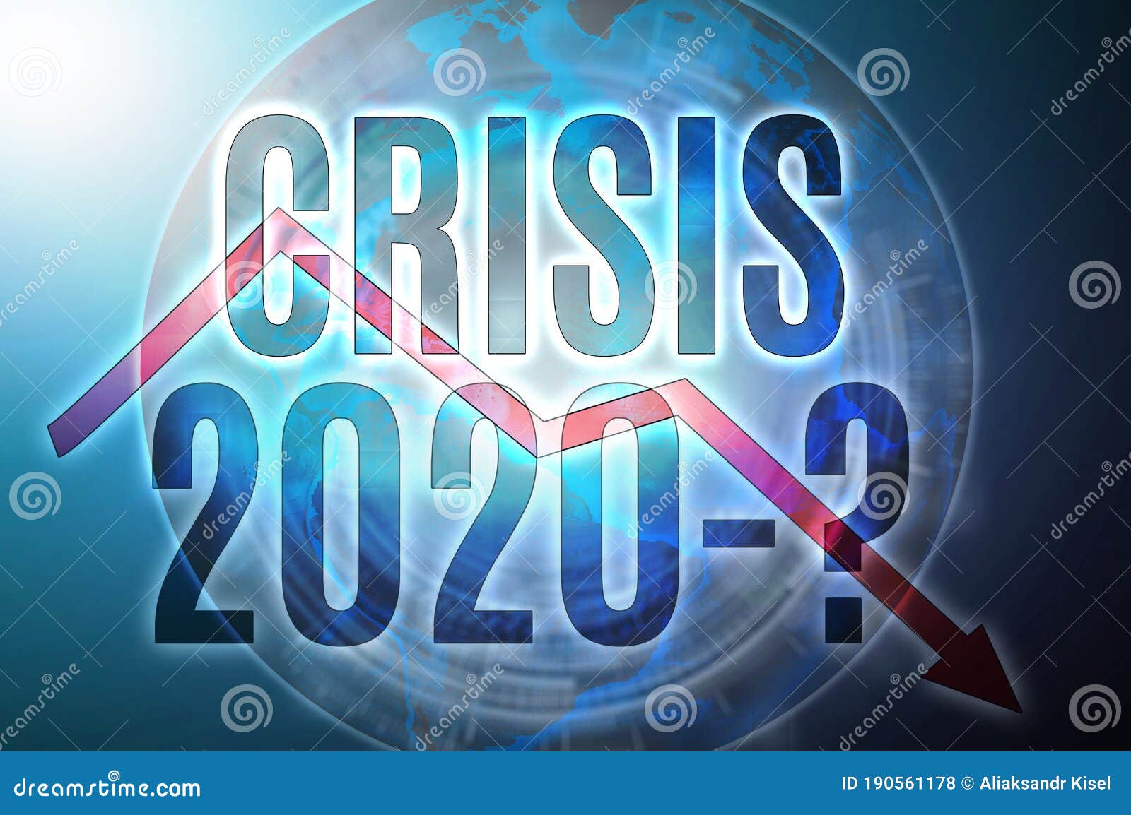 Economic Decline Graph on Abstract Earth Globe Background. the Concept ...