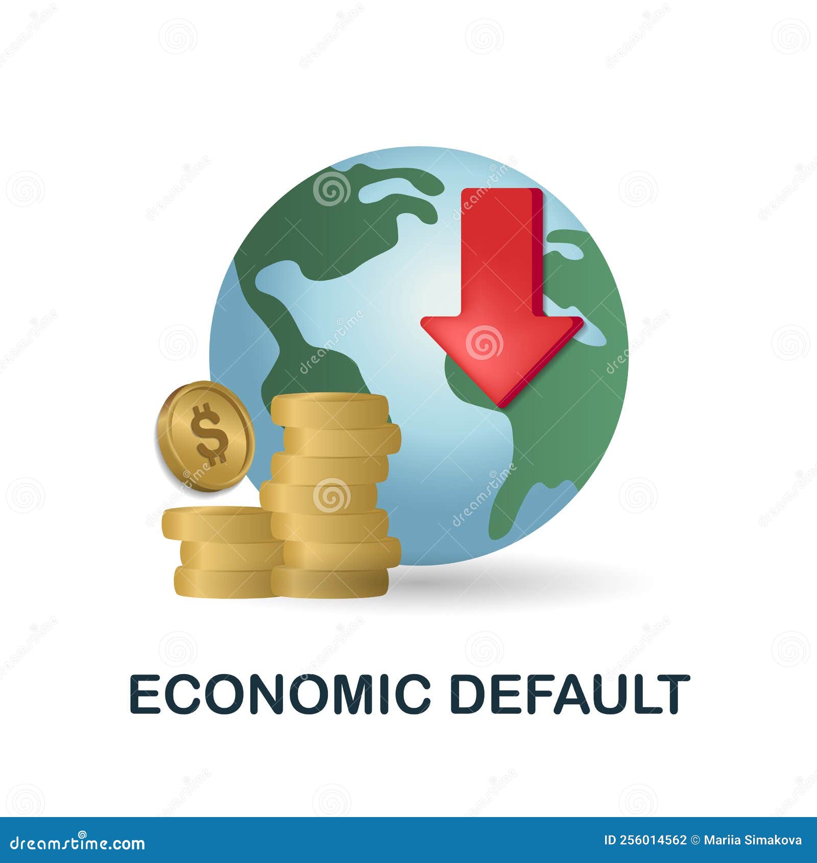 Economic Default Icon. 3d Illustration from Economic Crisis Collection ...