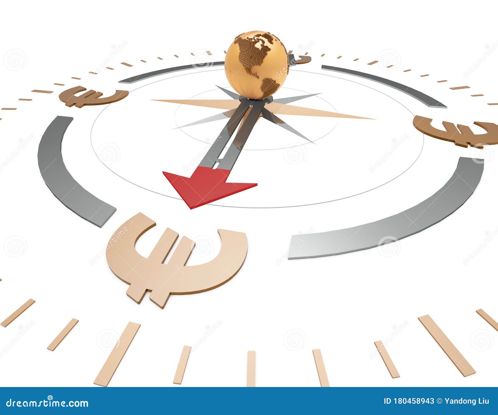 Globe and Compass Euro Currency Symbol, Global Economic Development and ...