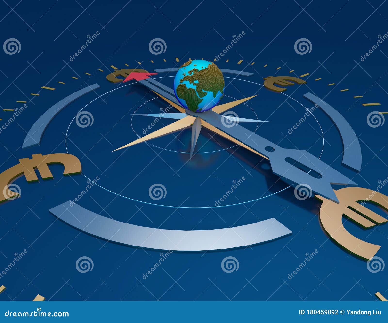 Globe and Compass Euro Currency Symbol, Global Economic Development and ...