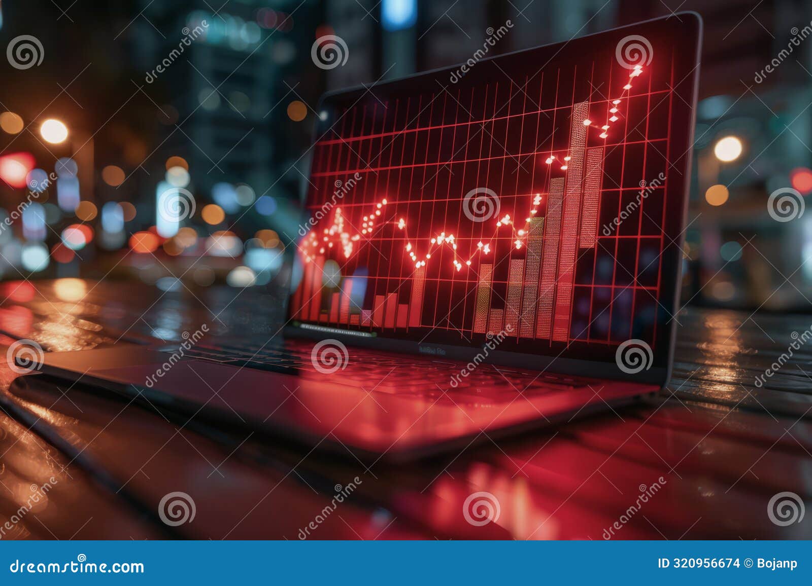 Economic Development in Focus, Growth Charts on Your Laptop Stock ...