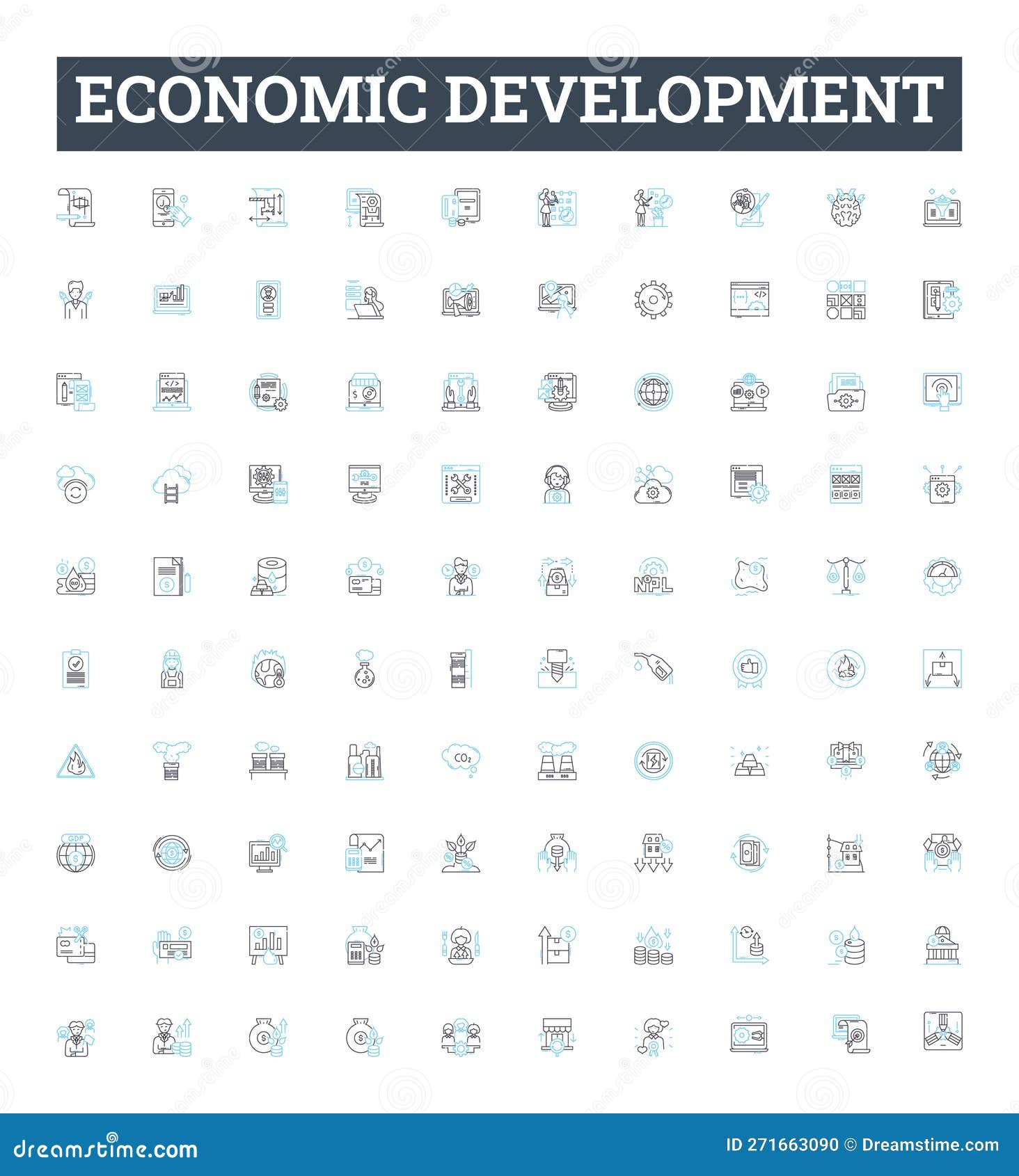 Economic Development Vector Line Icons Set. Economy, Development ... Economic Development Vector Line Icons Set. Economy, Development ...