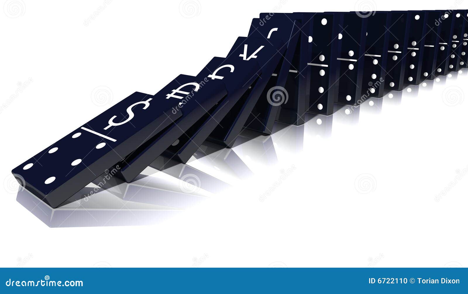 Economic Domino Effect stock illustration. Illustration of dominoes ...