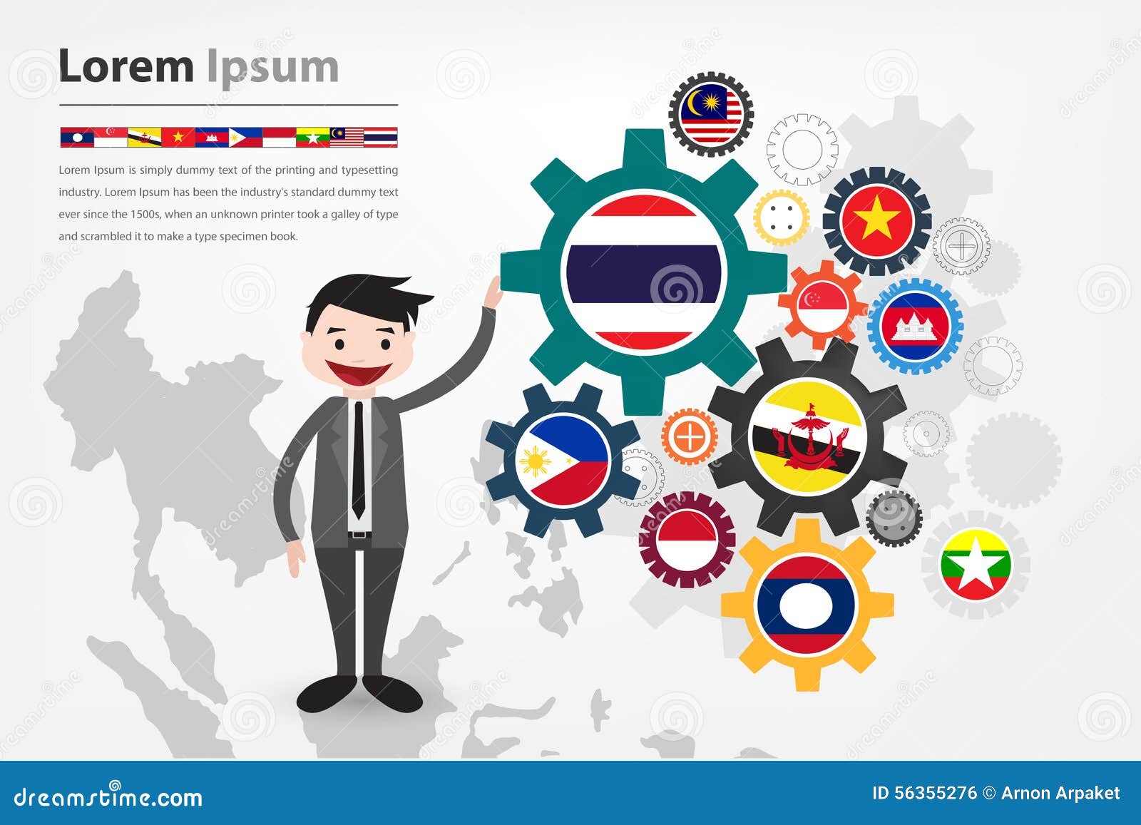 Asean Map Network Vector Illustration | CartoonDealer.com #59543378