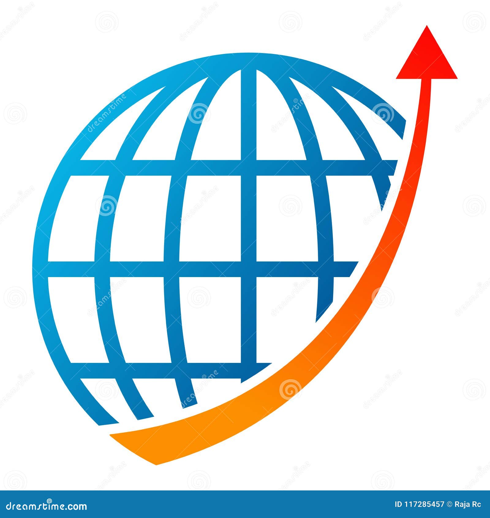 Globe Graph Arrow Logo on White Stock Vector - Illustration of economy ...
