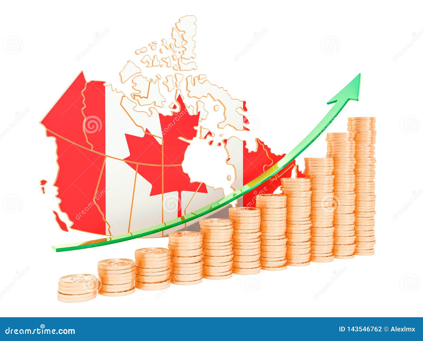 Economic Growth in Canada Concept, 3D Rendering Stock Illustration ...