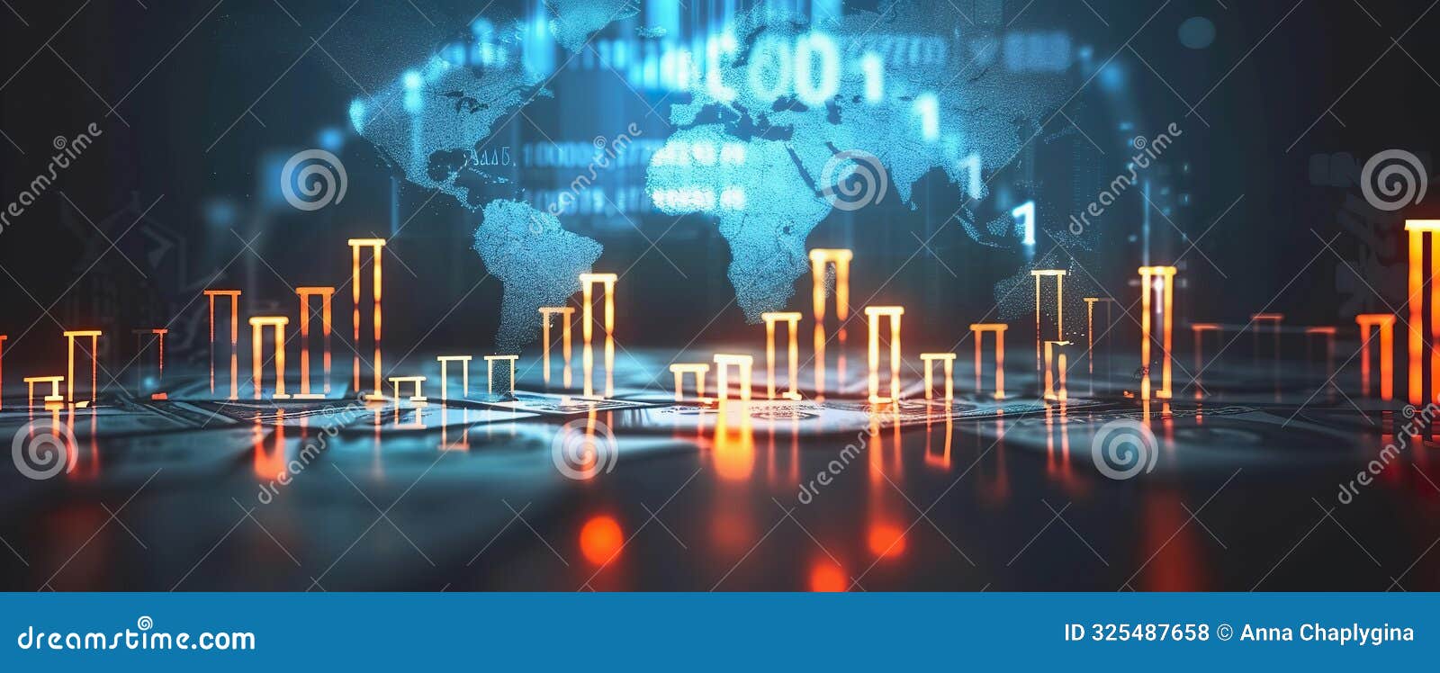 Economic Growth and Currency Flow with Graphs and Charts Stock Photo ...