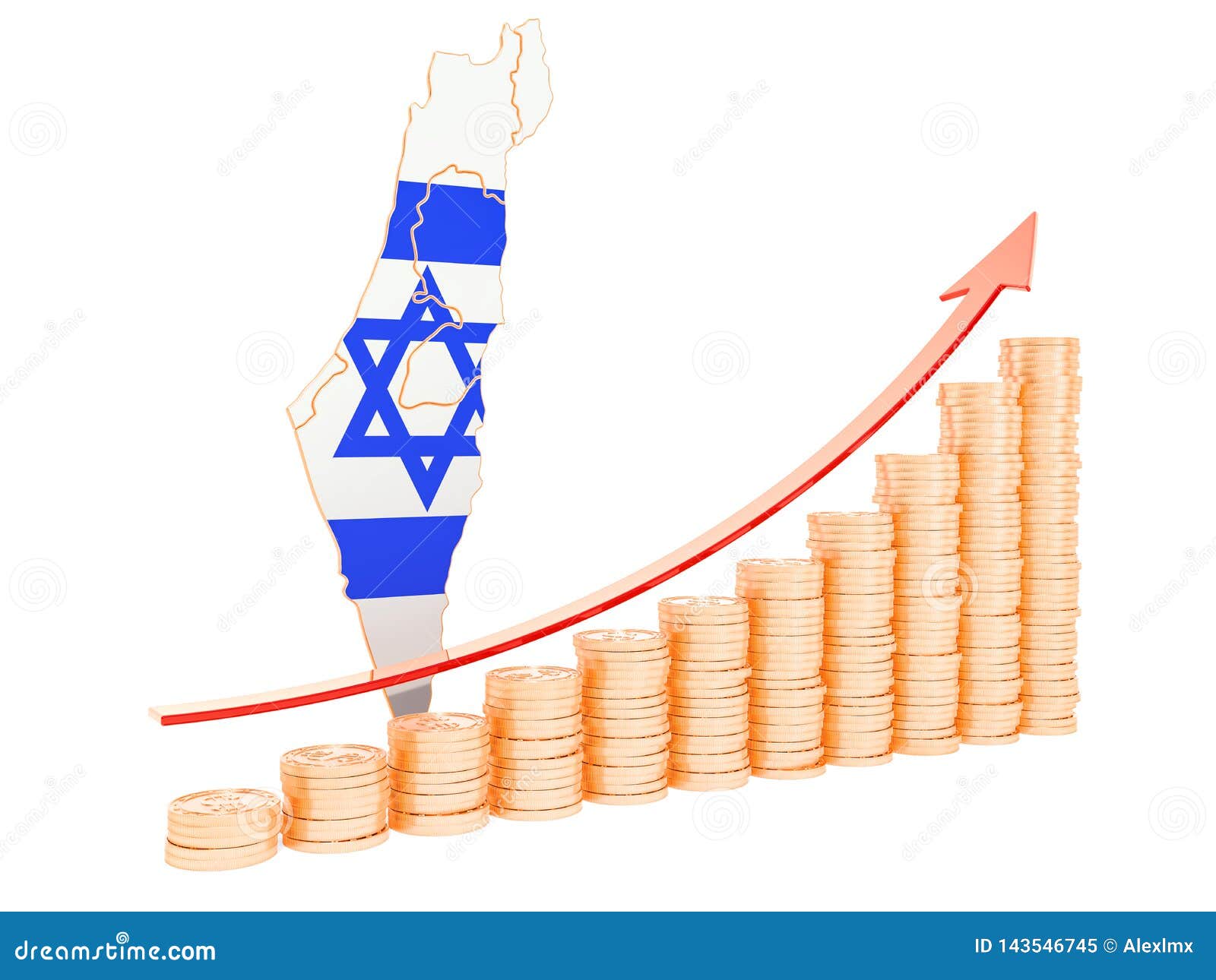 Economic Growth in Israel Concept, 3D Rendering Stock Illustration ...