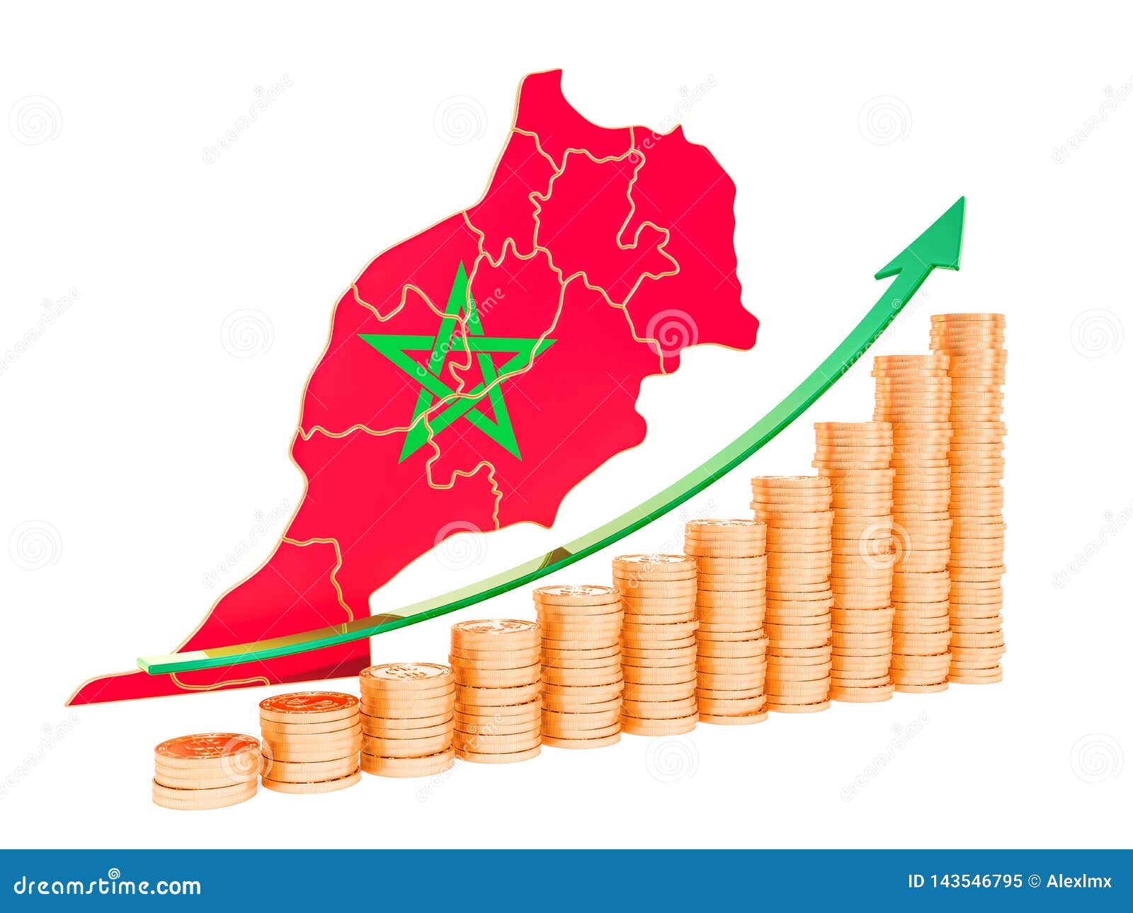 Economic Growth in Morocco Concept, 3D Rendering Stock Illustration ...