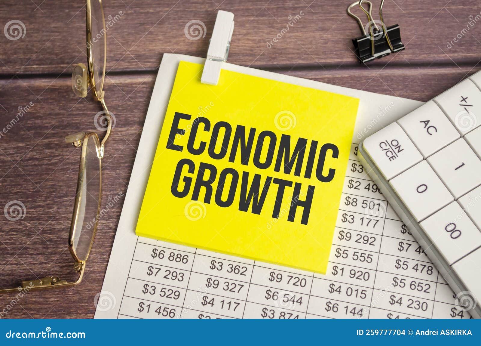 ECONOMIC GROWTH Text on Yellow Sticker and Charts Stock Photo - Image ...
