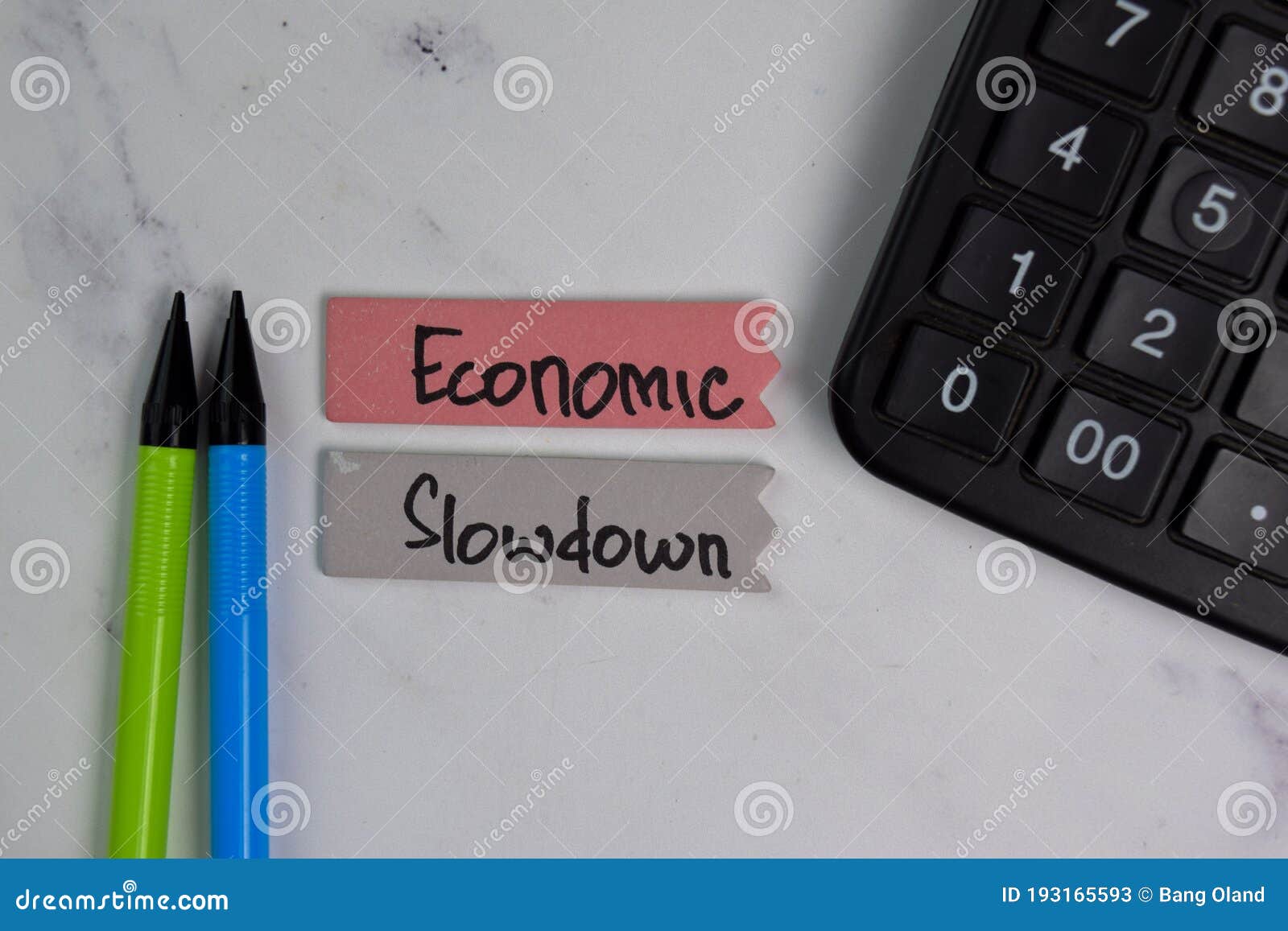 Economic Slowdown Text on Sticky Notes with Color Office Desk Concept ...