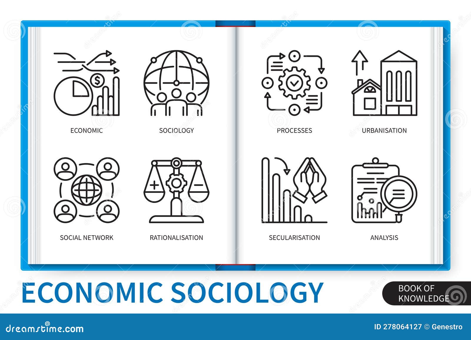 Economic Sociology Infographics Linear Icons Collection Stock ... Economic Sociology Infographics Linear Icons Collection Stock ...