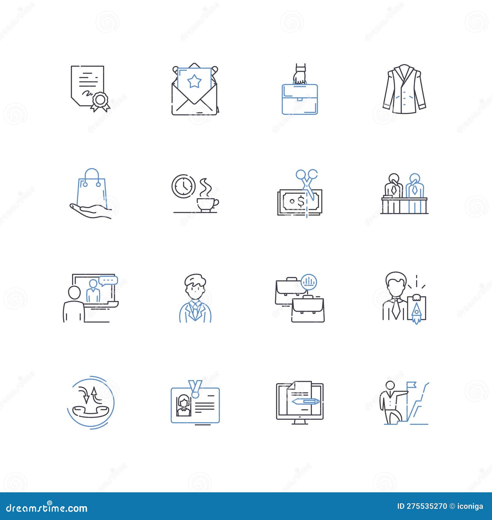 Economic Stability Linear Icons Set. Growth, Stability, Prosperity ...