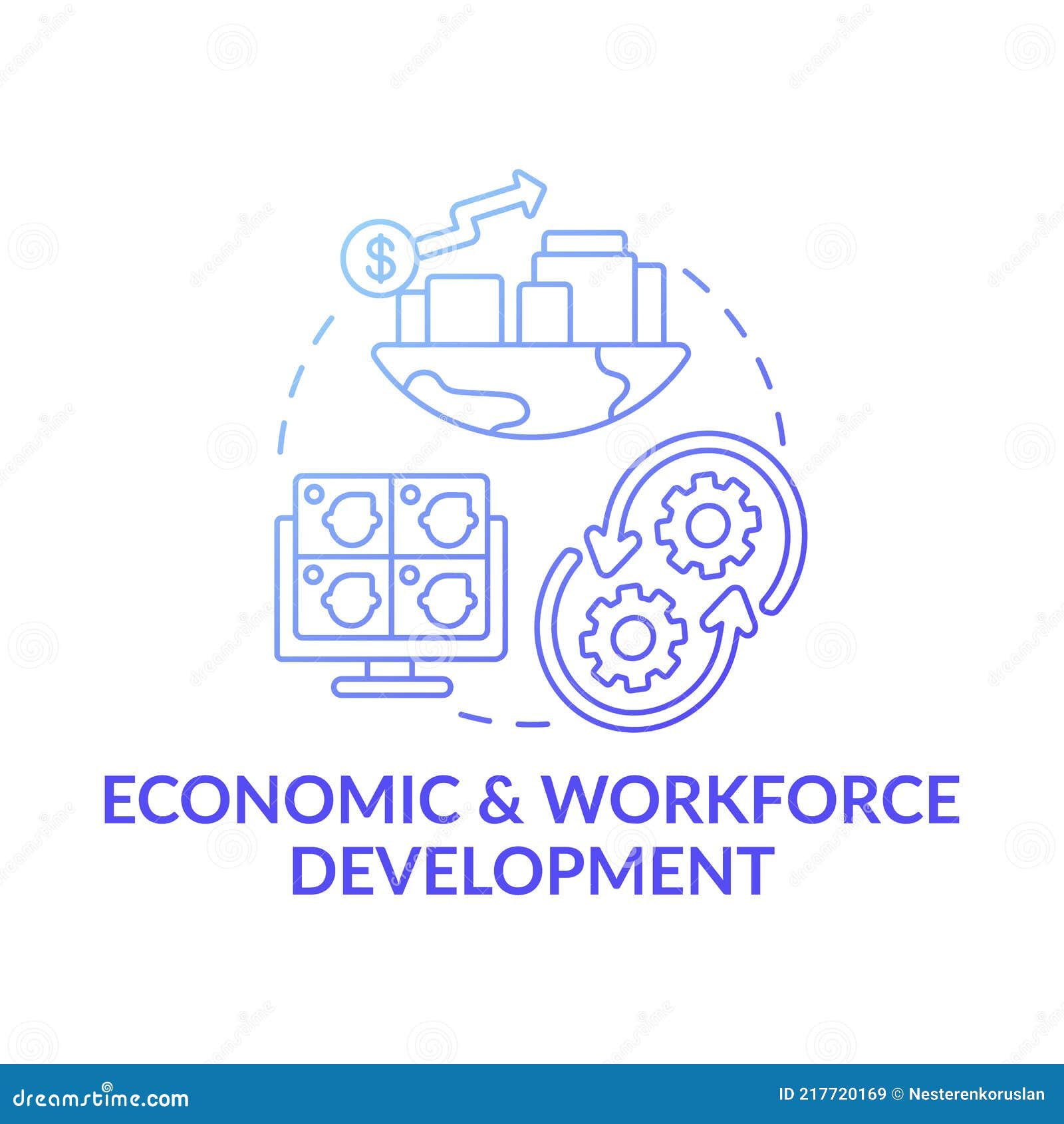 Economic and Workforce Development Dark Blue Concept Icon Stock Vector ...