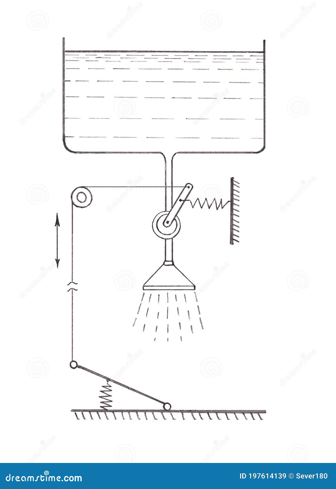 Economical Use of Water Shower. Pencil Drawing Stock Vector ...
