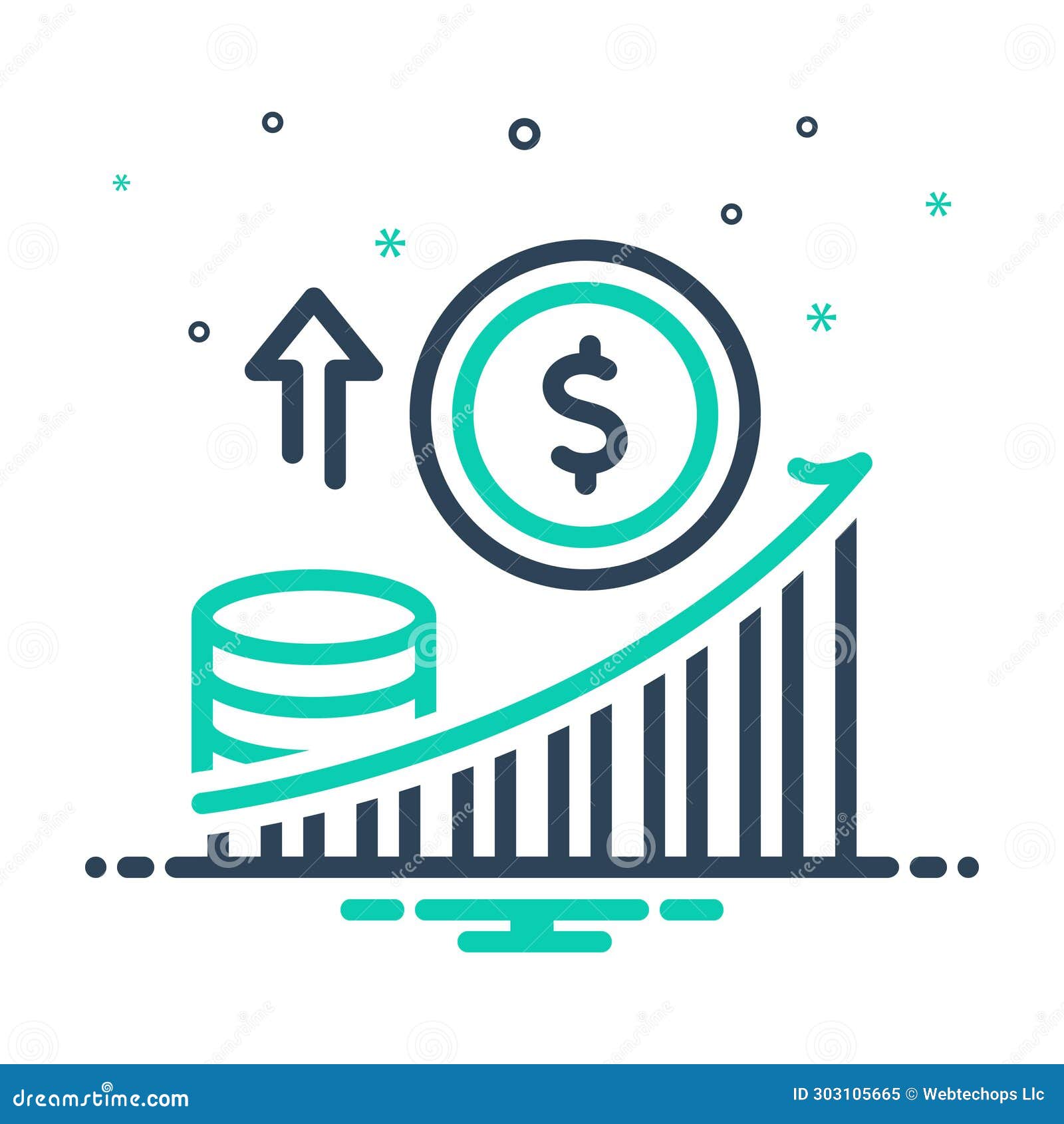 Mix Icon for Economics, Growth and Money Stock Vector - Illustration of ...