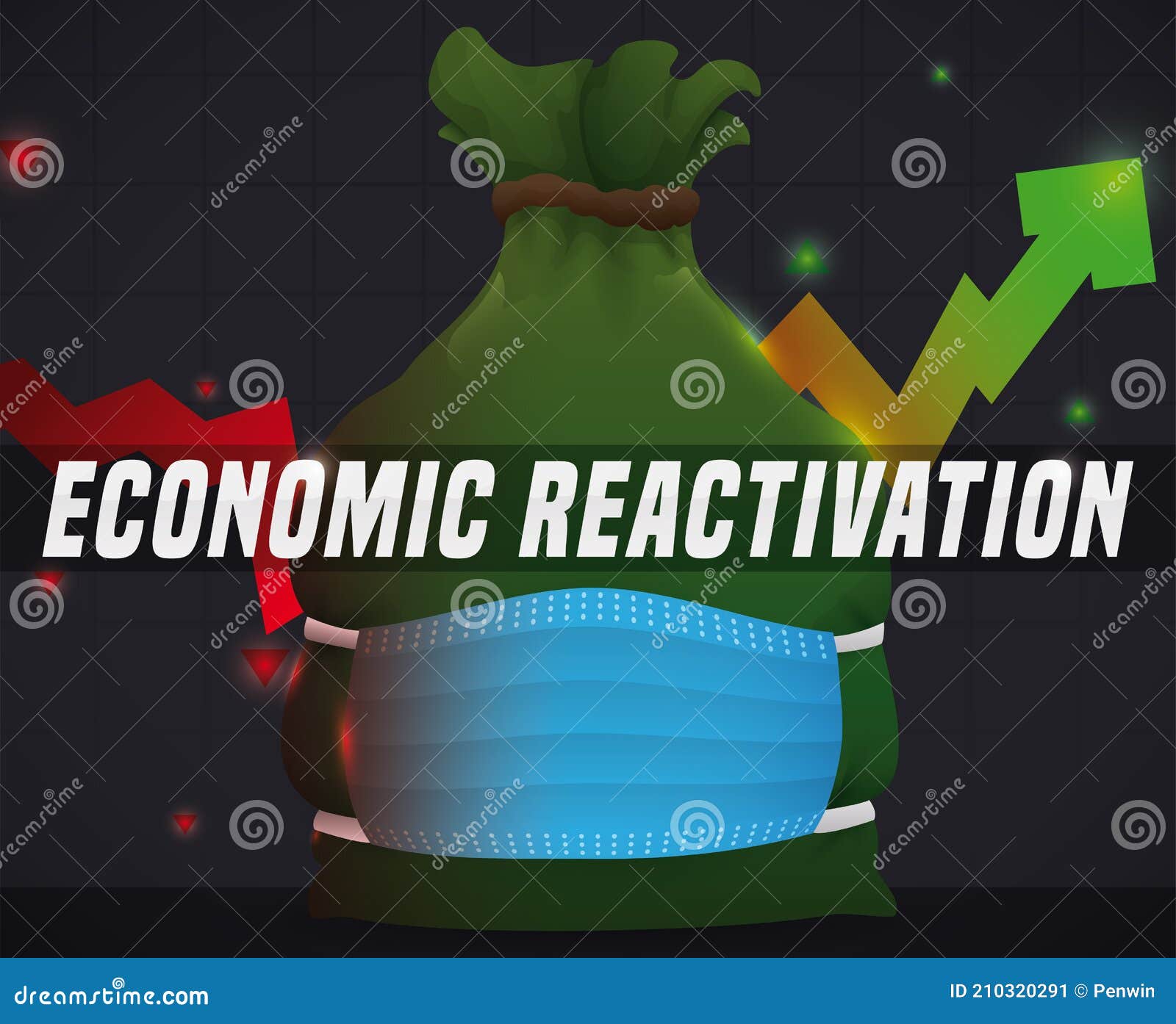 Satchel with Half-mask Depicting Economic Reactivation, Vector ...