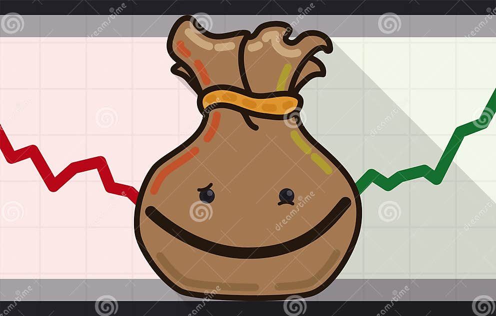 Optimistic Money Bag Due Economic Recovery Over Squared Graphic, Vector ...