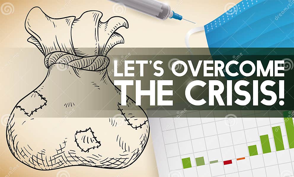 Satchel, Half-mask, Syringe and Chart Promoting Economic Recovery ...