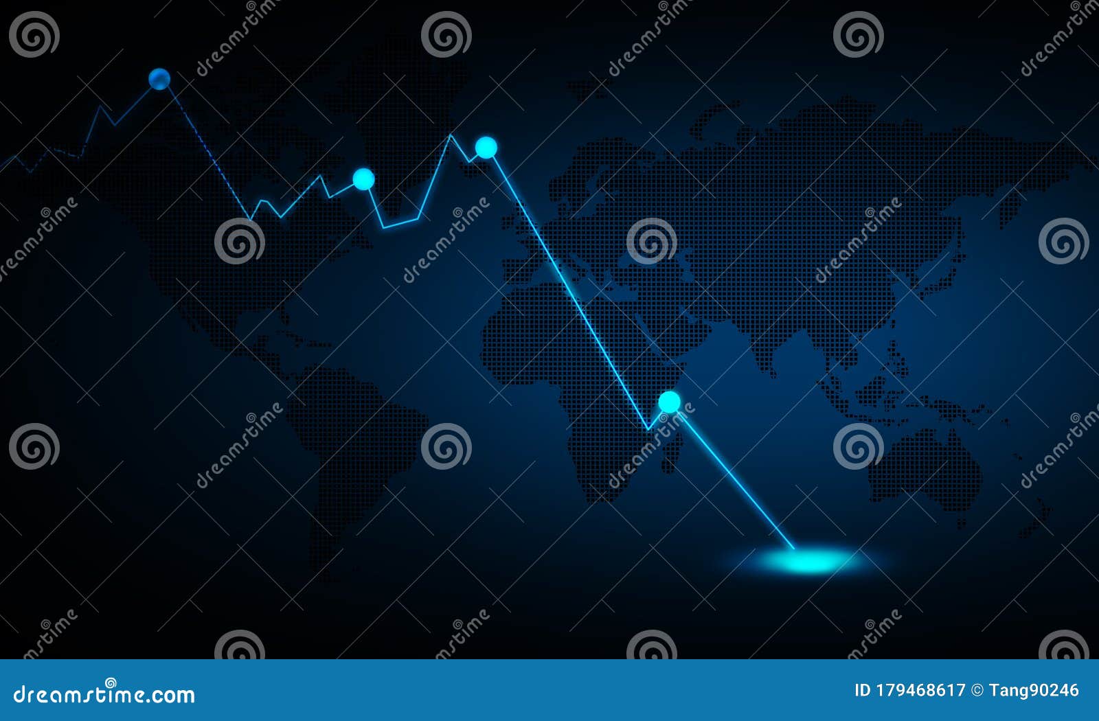 Economy Crisis Graph and World Map Stock Illustration - Illustration of ...