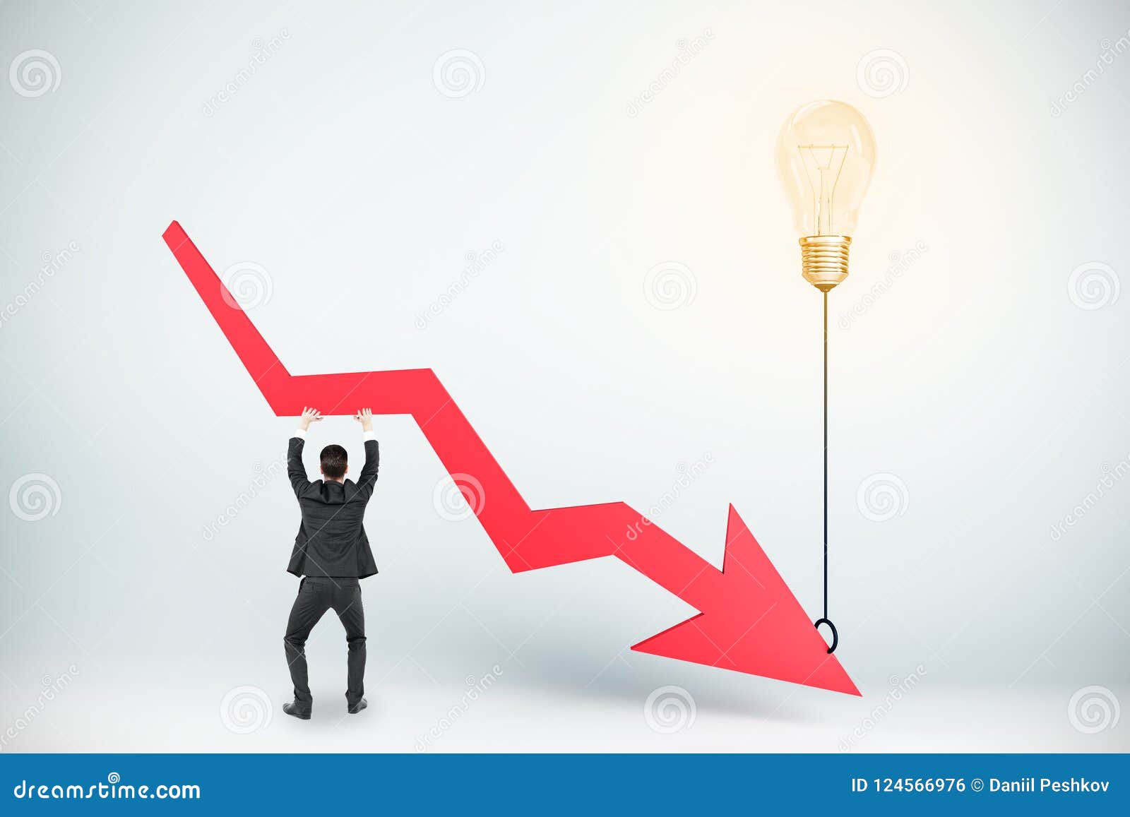 Economy and Decrease Concept Stock Photo - Image of holding, businessman: 124566976