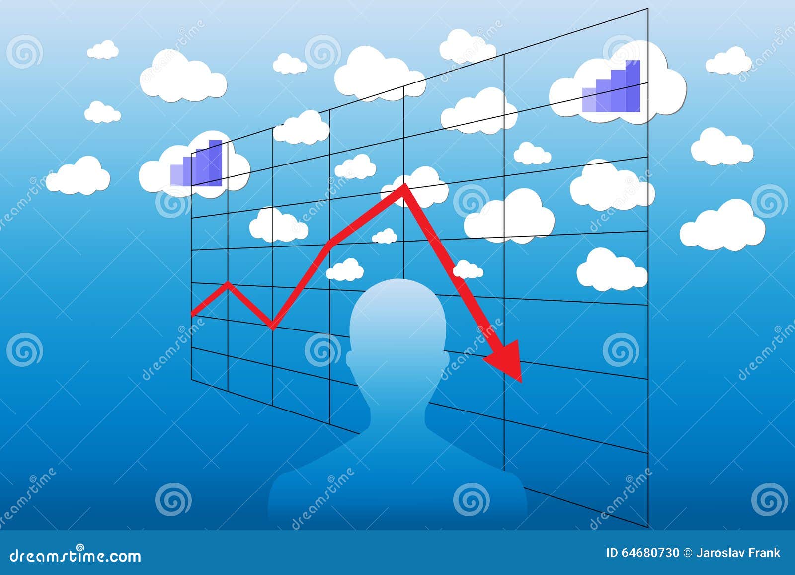 Economy Decrease Concept with Grid Stock Vector - Illustration of idea ...