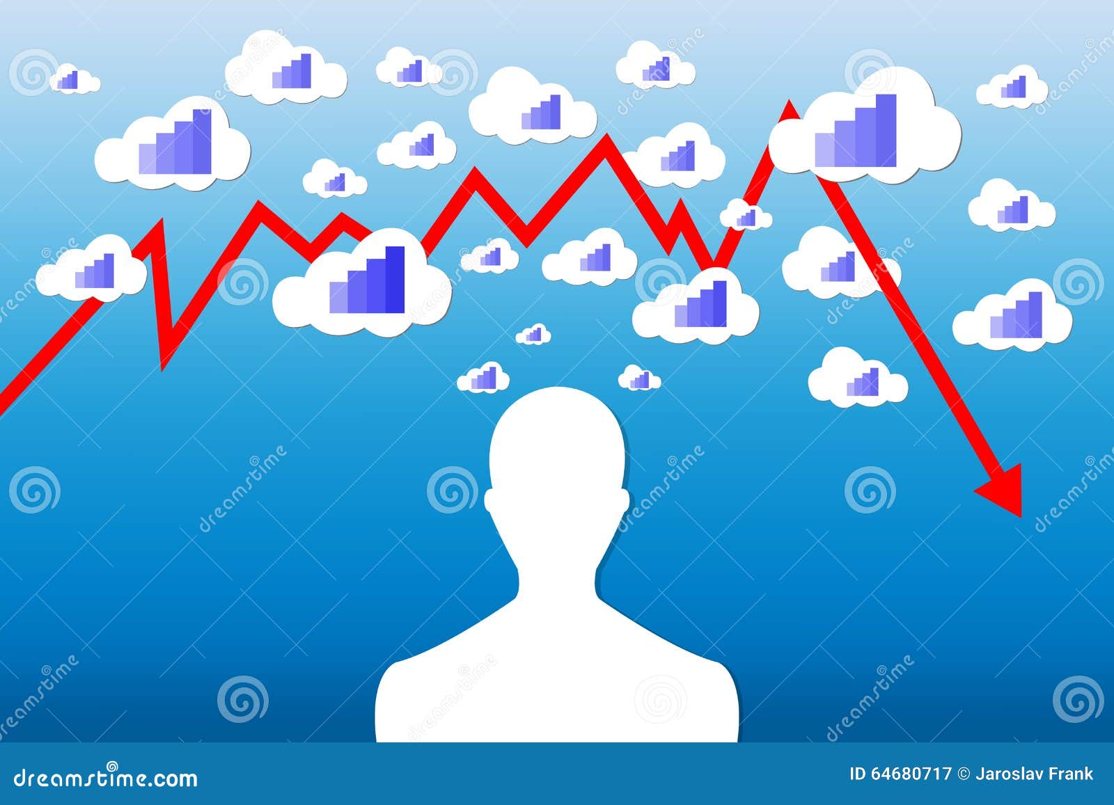 Economy decrease concept stock vector. Illustration of person - 64680717