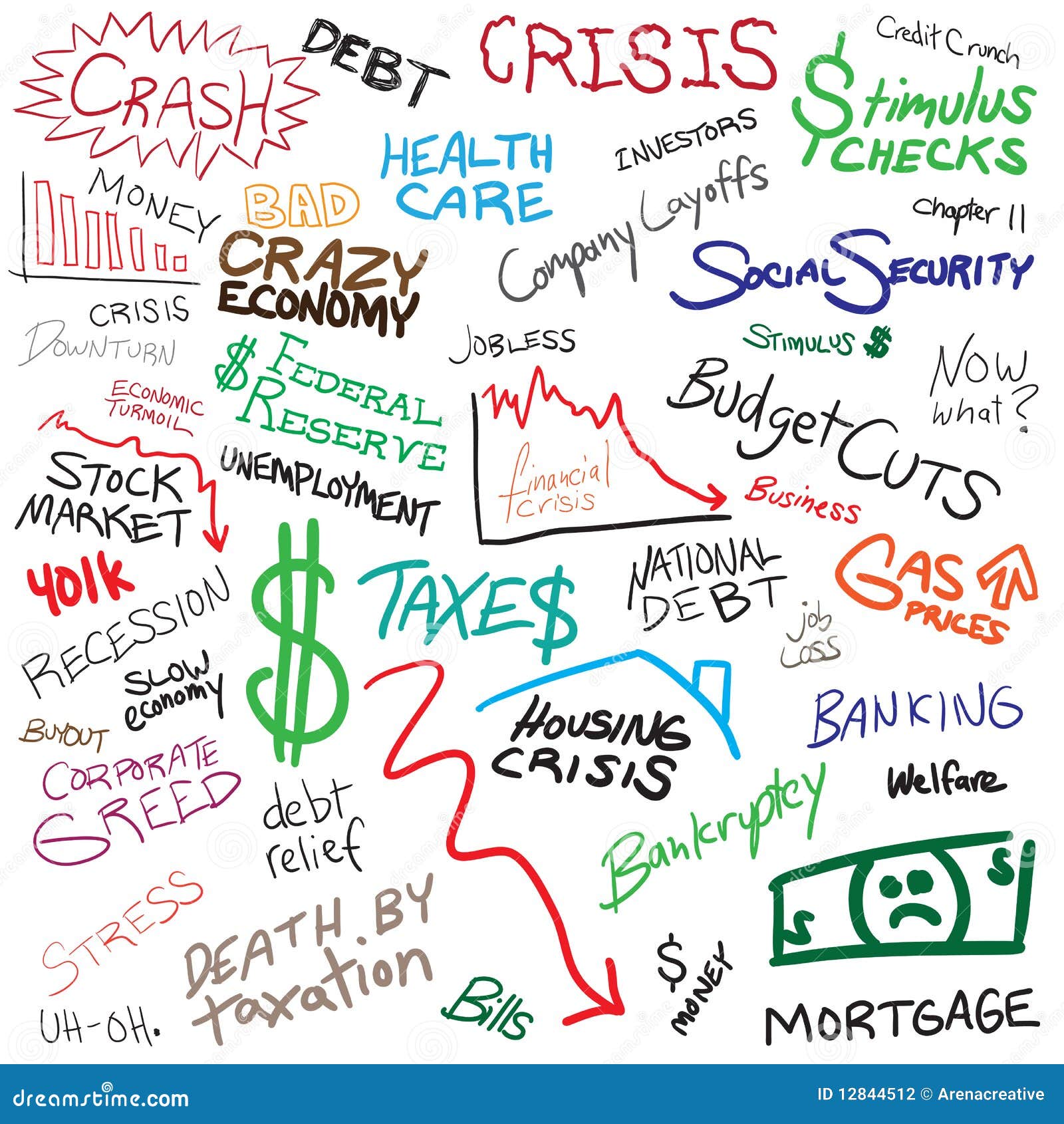 Economy Doodles stock vector. Illustration of financial - 12844512