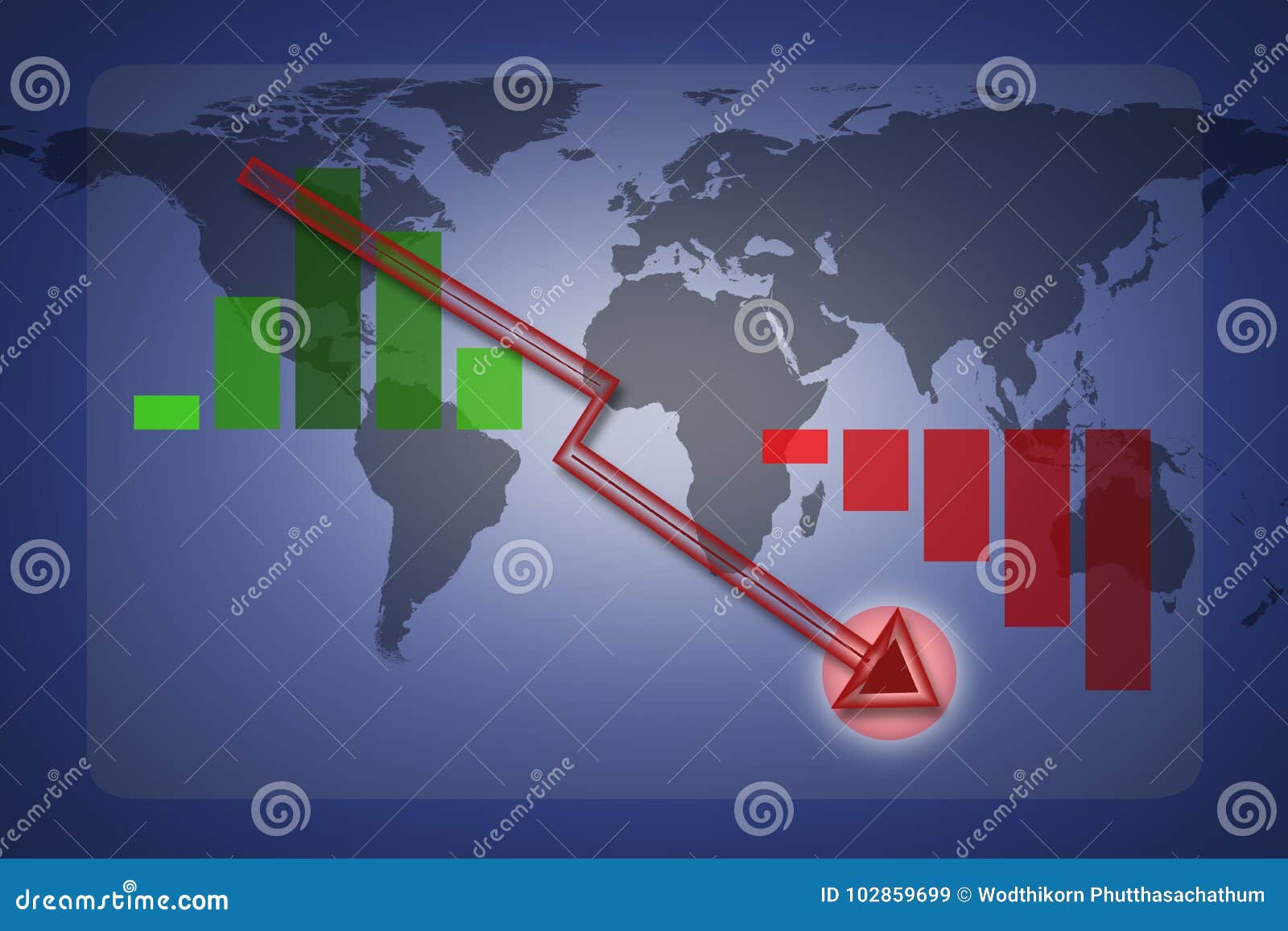Economy Graph Lowering Illustration with a Red Arrow Lower, Info Stock ...